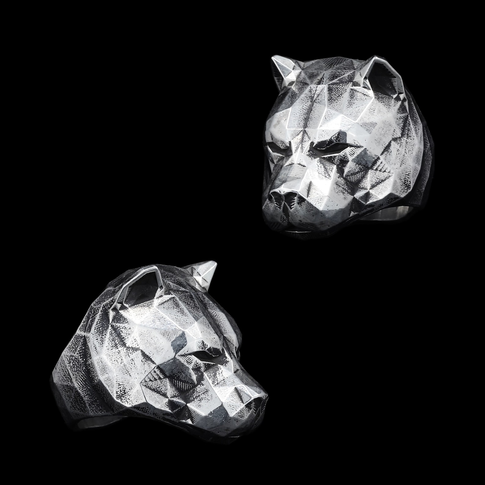 PIT BULL RING Sterling Silver Low Poly Geometric Dog Head - Etsy