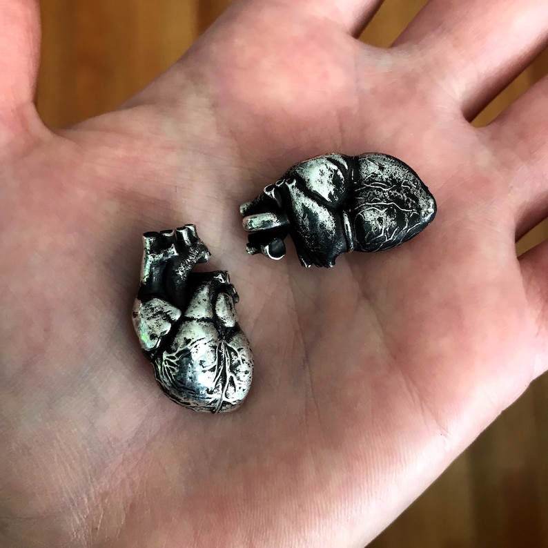 ANATOMICAL HEART PENDANT Human Heart Necklace Sterling | Etsy