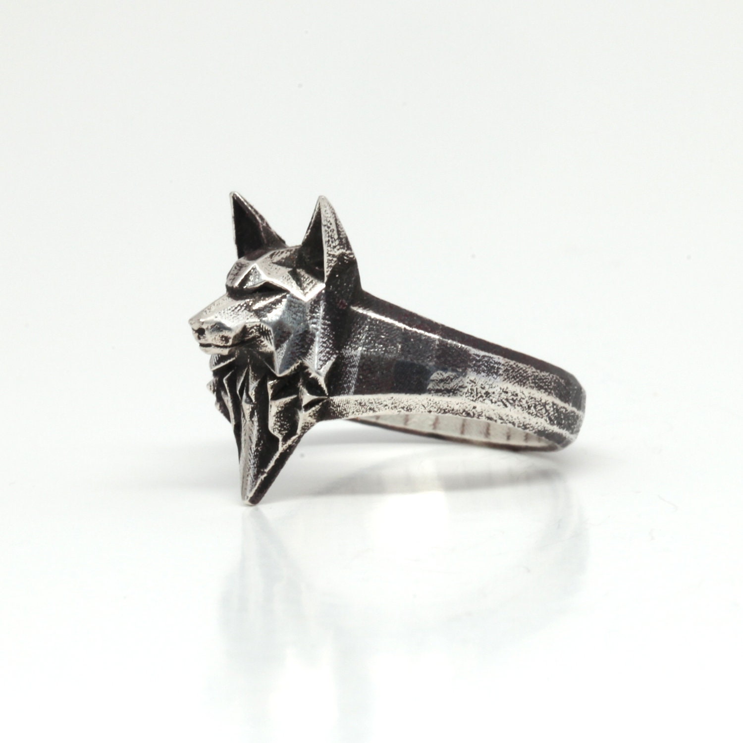 WOLF BANDS Sterling Silver Low Poly Geometric Wolf Head | Etsy