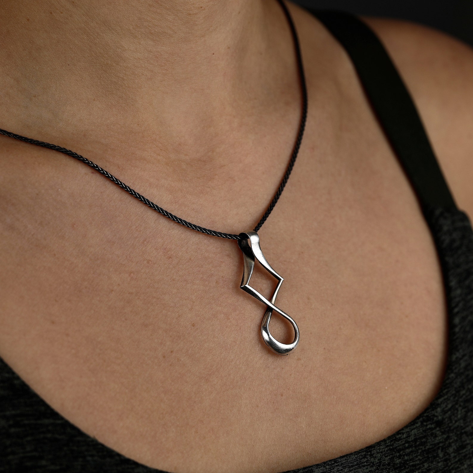 Mobius Strip Pendant, Sterling Silver Ring Holder Necklace ...