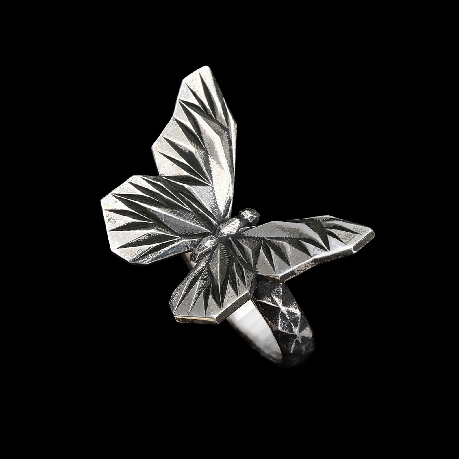 BUTTERFLY RING, Sterling Silver 925 Low Poly Geometric Ring for Women ...