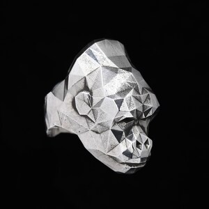 GORILLA RING- Sterling Silver 925 Geometric African Gorilla Head ...