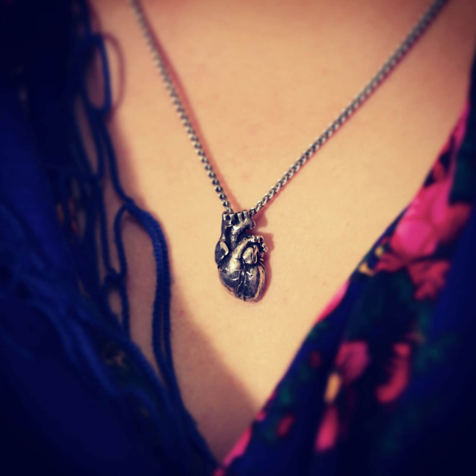 ANATOMICAL HEART PENDANT Human Heart Necklace Sterling | Etsy