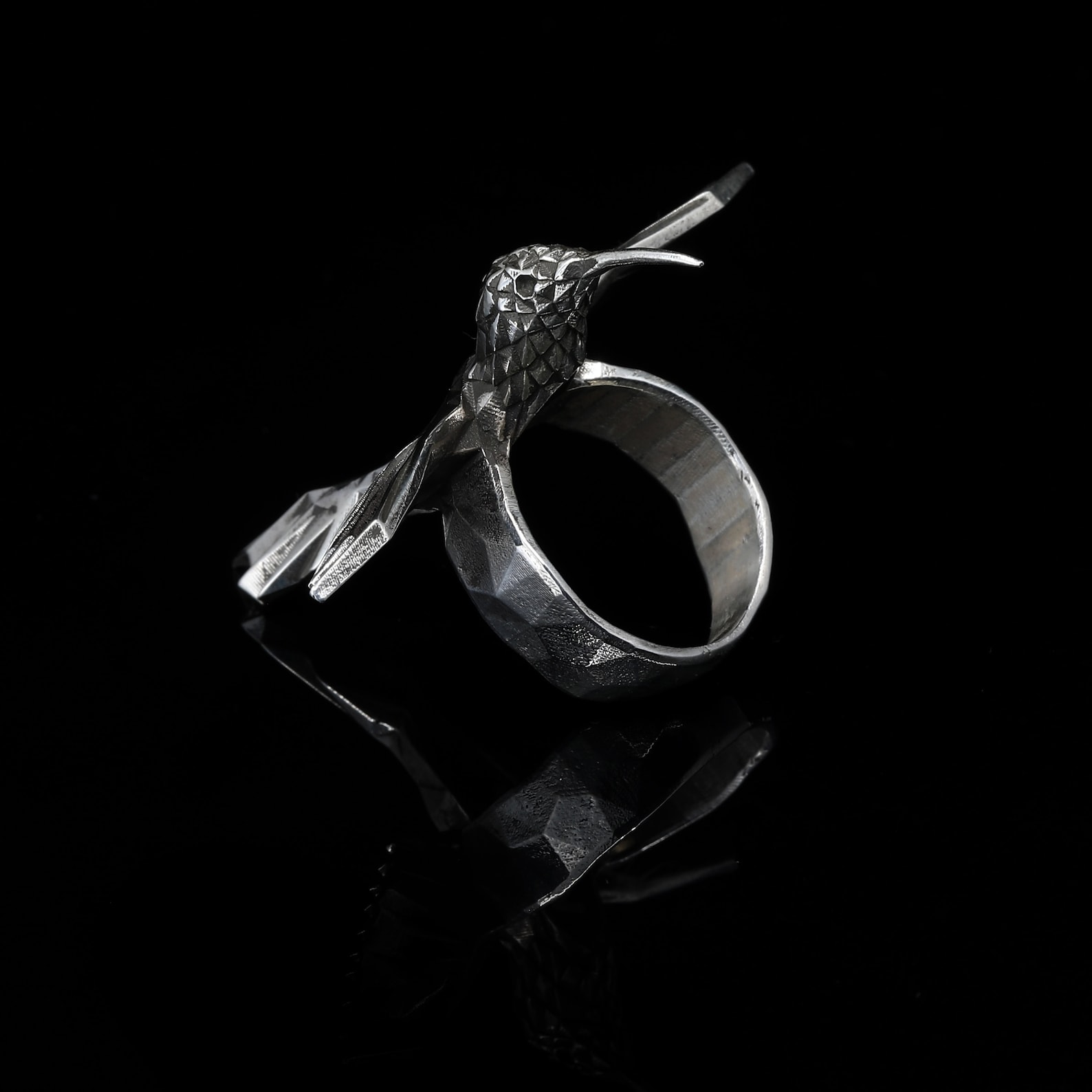 HUMMINGBIRD RING Sterling Silver 925 Geometric Ring - Etsy