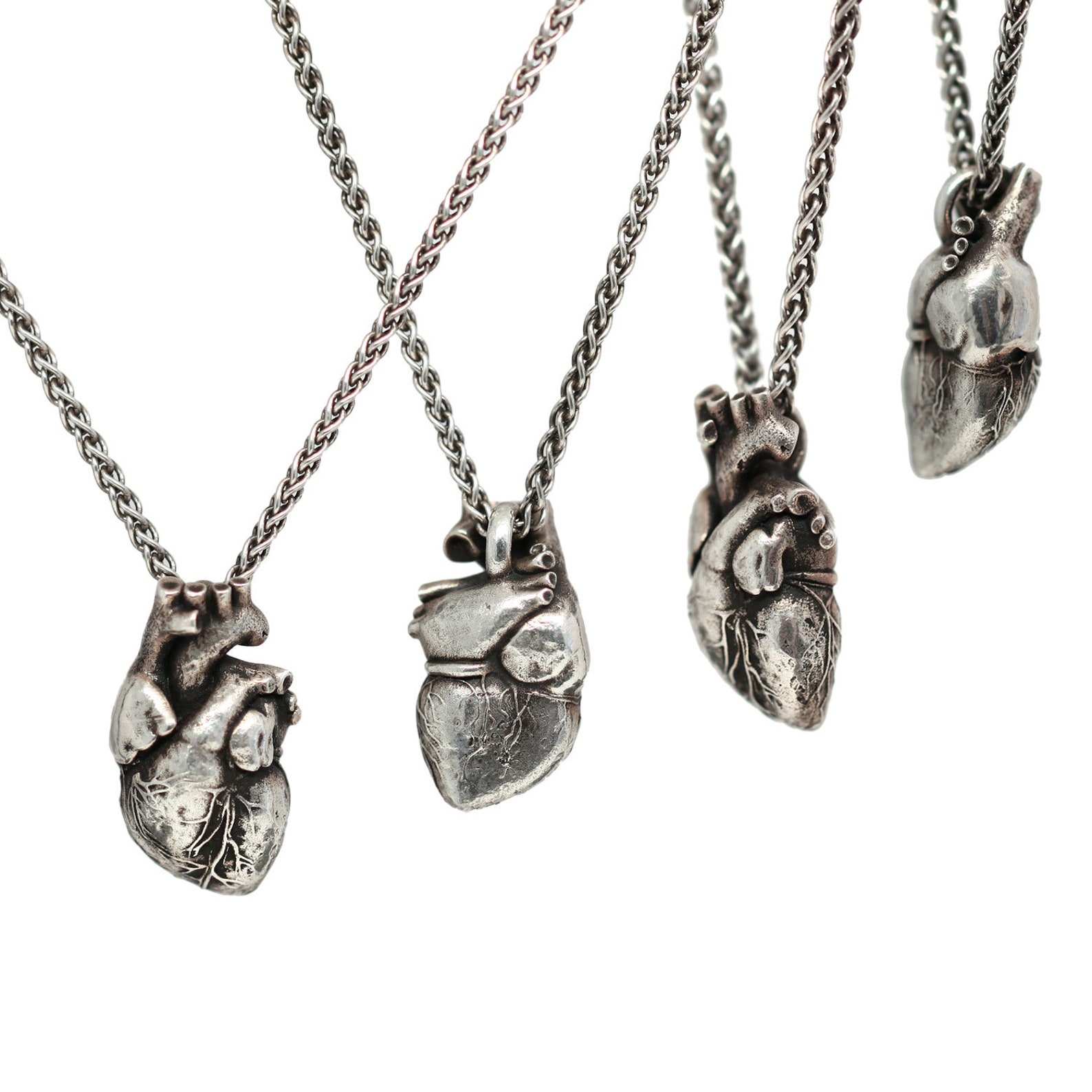 ANATOMICAL HEART PENDANT Human Heart Necklace Sterling | Etsy