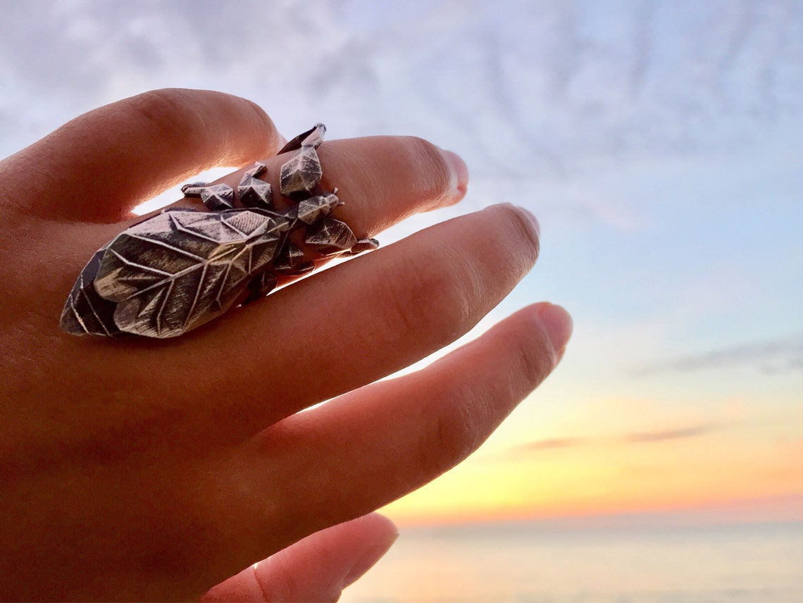 LEAF INSECT RING Sterling Silver Vvilk | Etsy
