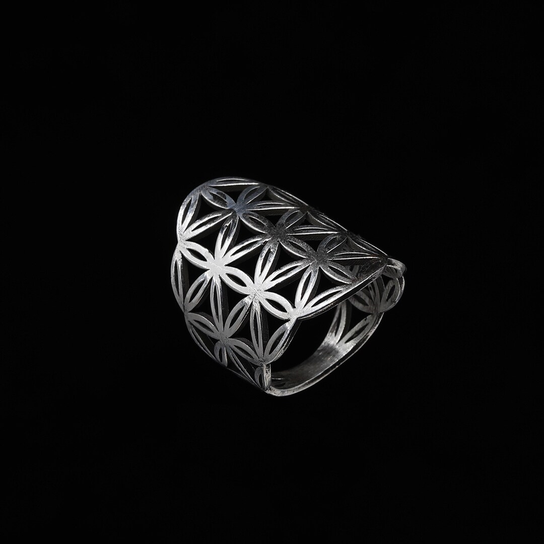 Sterling Silver Flower of Life Ring- Sacred Geometry Seed of Life ...