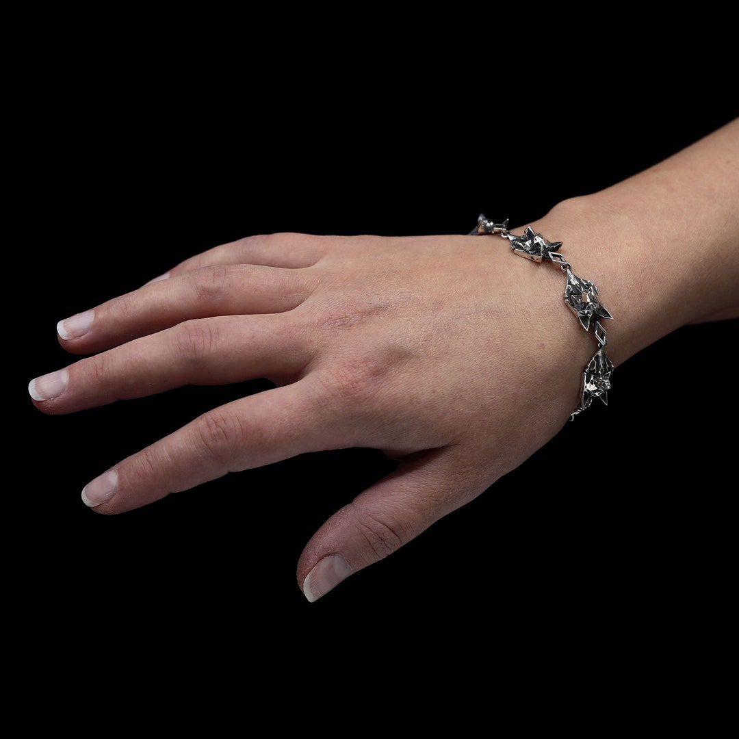 WOLF BRACELET- Sterling Silver Chain and Link Animal Bracelet- Unisex ...