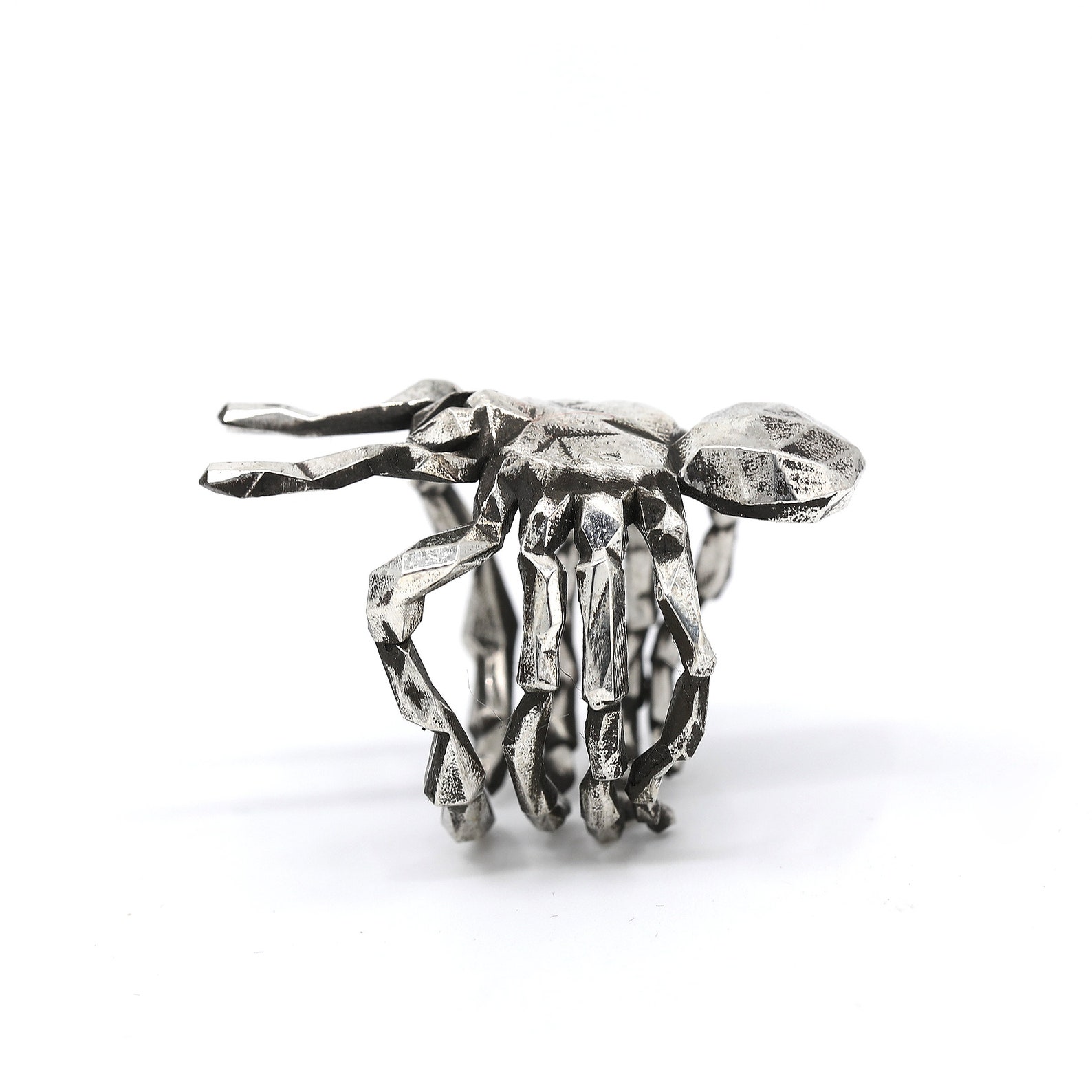 SPIDER RING- Sterling Silver 925 Adjustable Tarantula Ring- Geometric ...