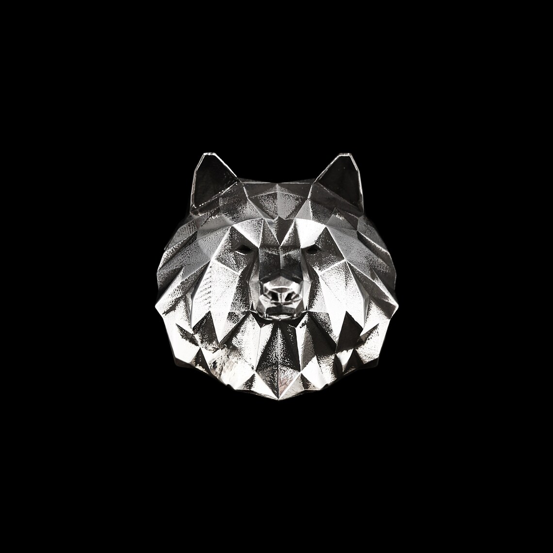 BEAR RING- Sterling Silver Bear Head Geometric Statement Ring- Oxidized ...