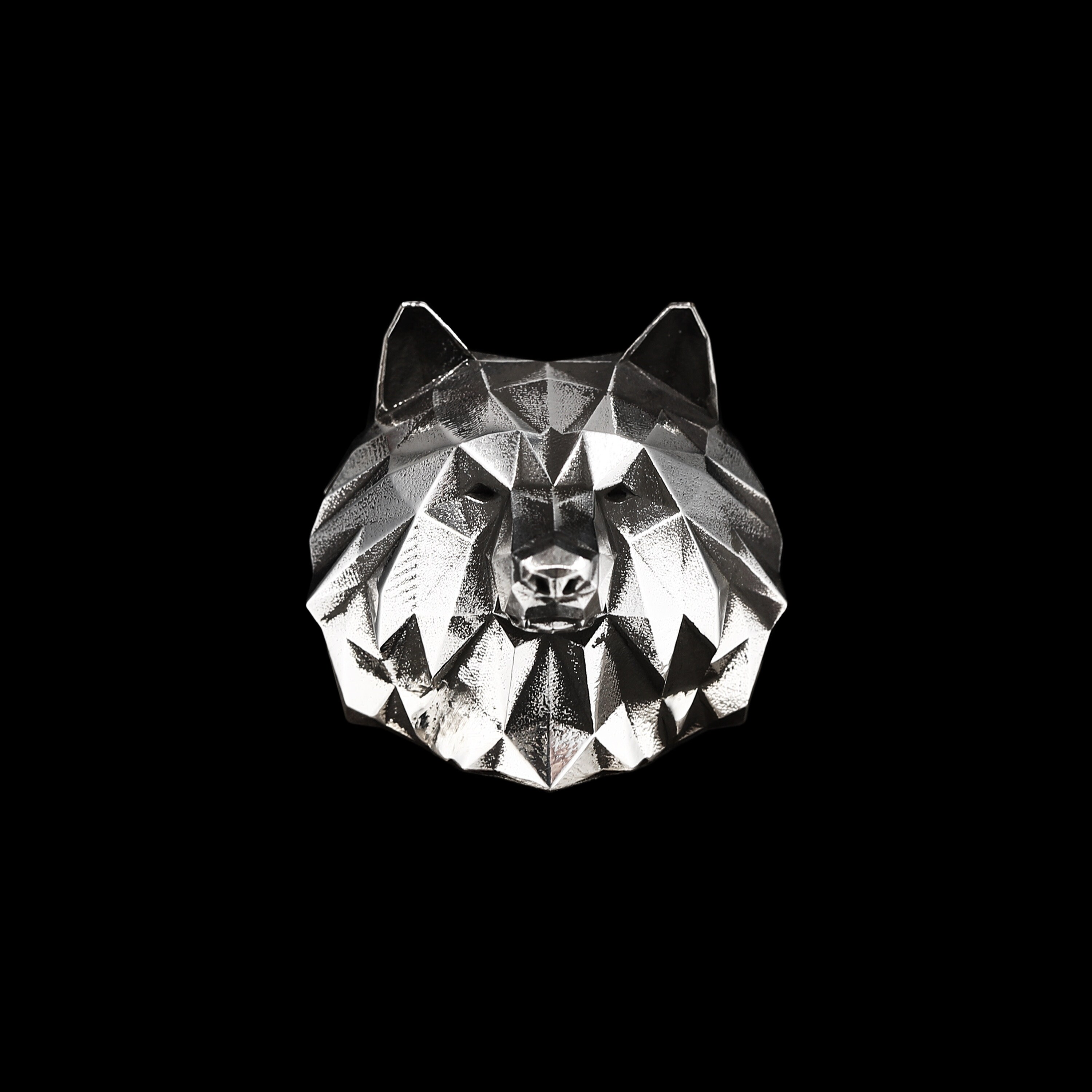 BEAR RING- Sterling Silver Bear Head Geometric Statement Ring- Oxidized ...