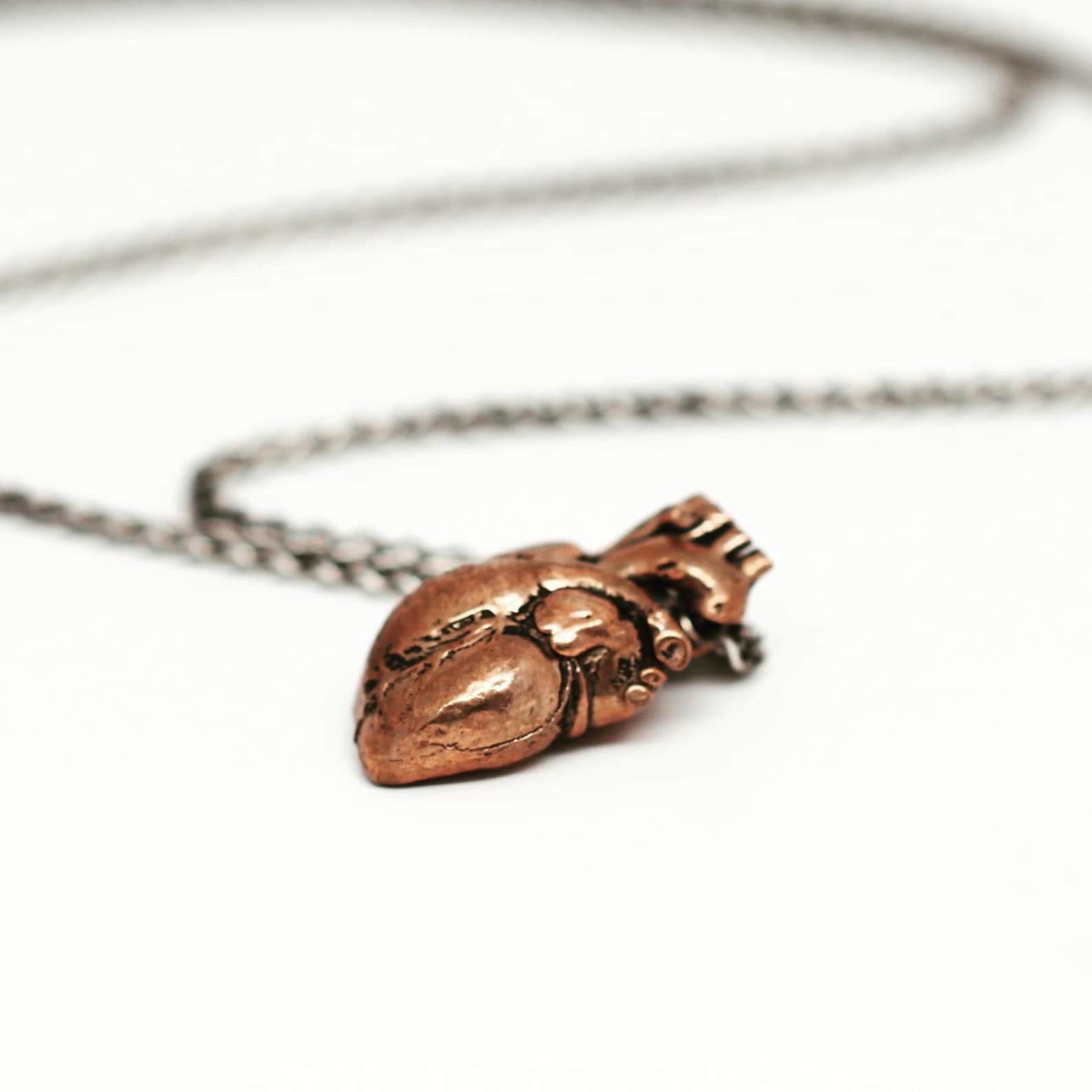 ANATOMICAL HEART PENDANT Human Heart Necklace Sterling | Etsy