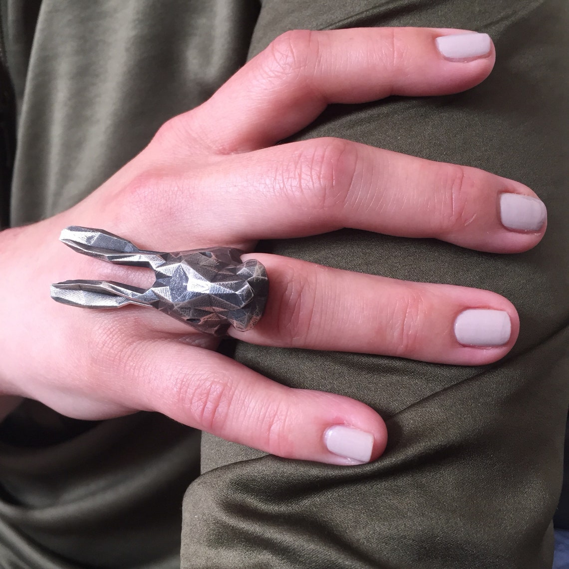 RABBIT HARE RING Sterling Silver Vvilk | Etsy