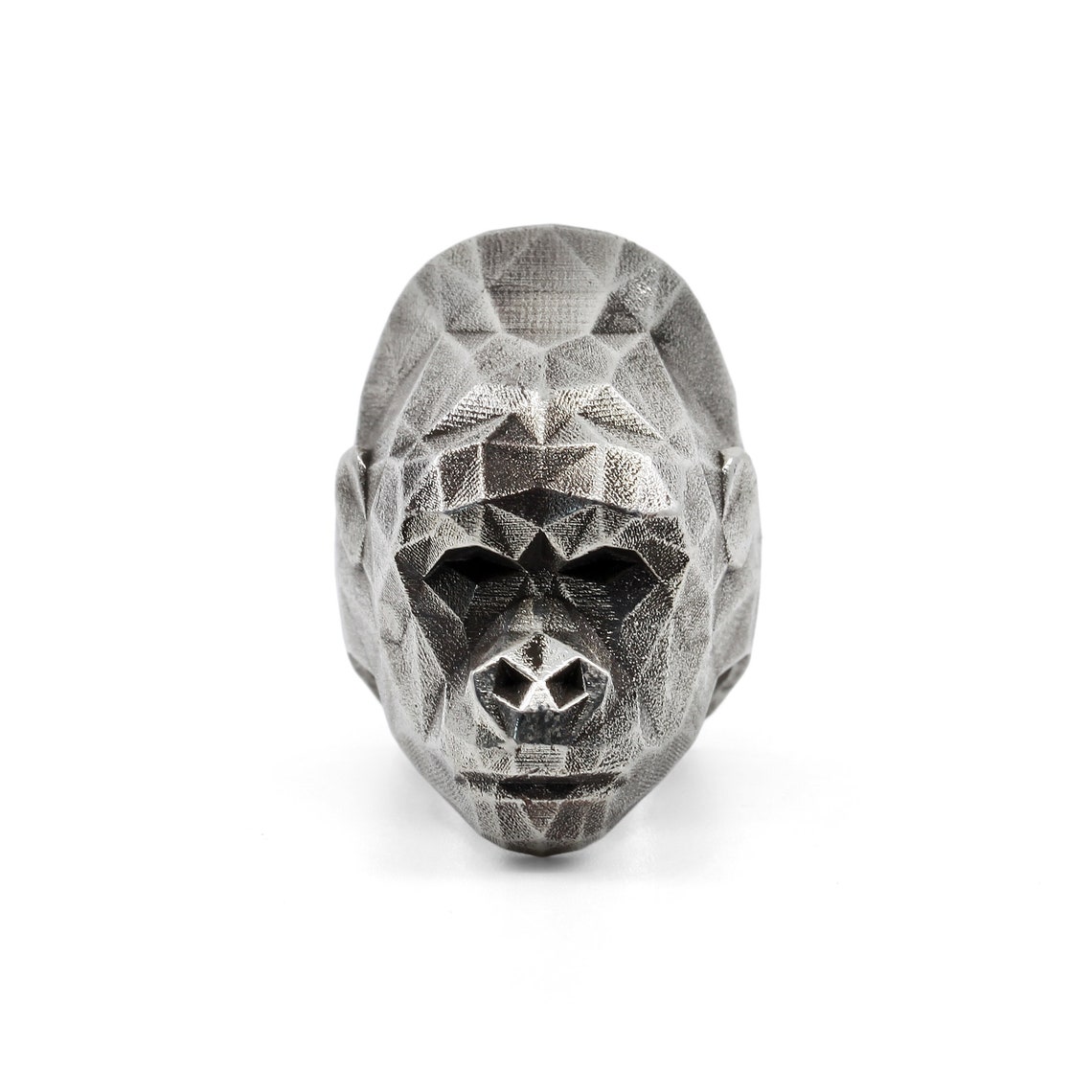 GORILLA RING- Sterling Silver 925 Geometric African Gorilla Head ...