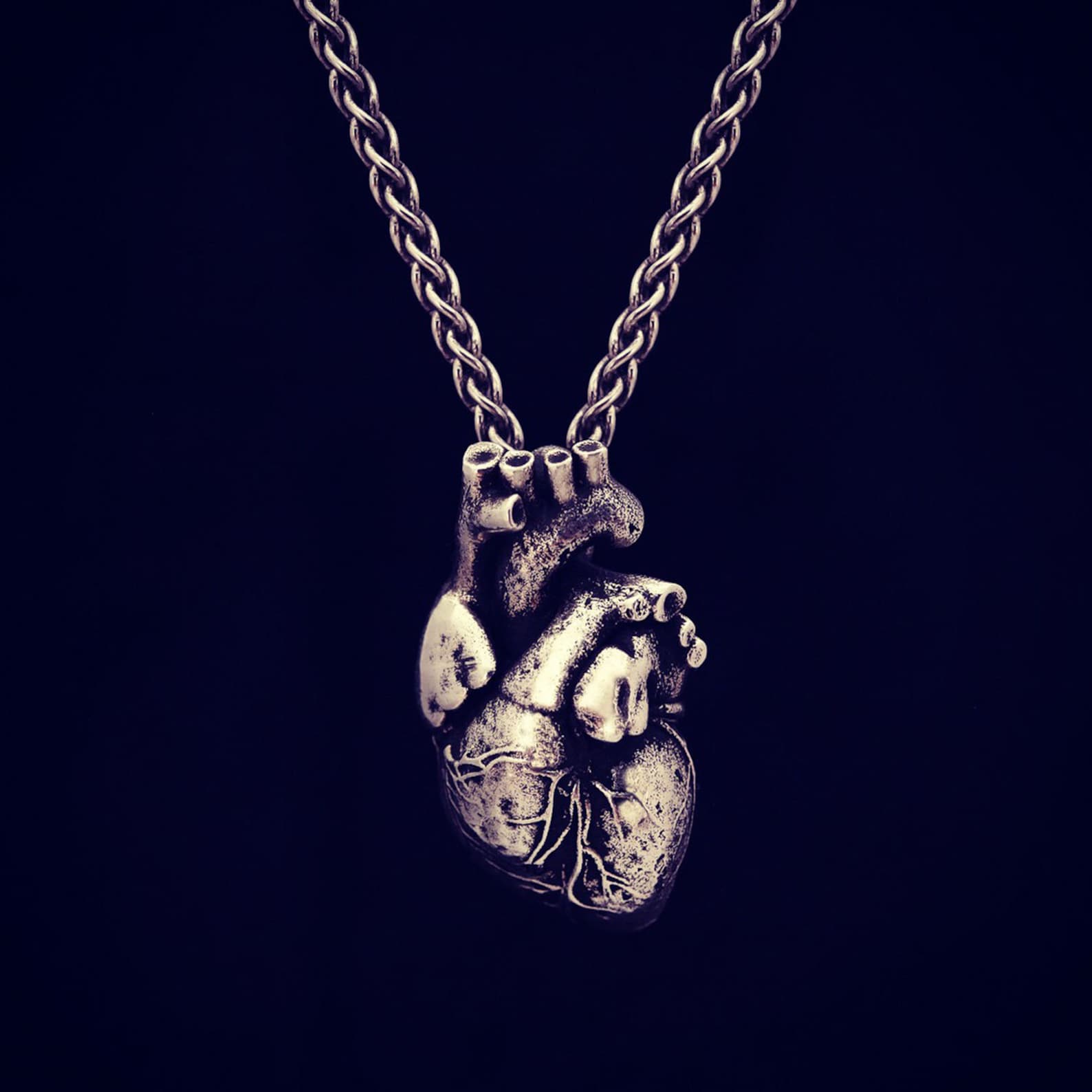 ANATOMICAL HEART PENDANT Human Heart Necklace Sterling | Etsy