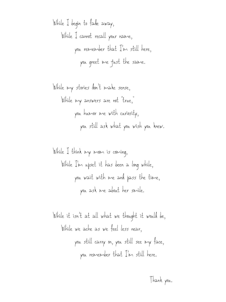 Framed Poem for Dementia Caregiver - Etsy