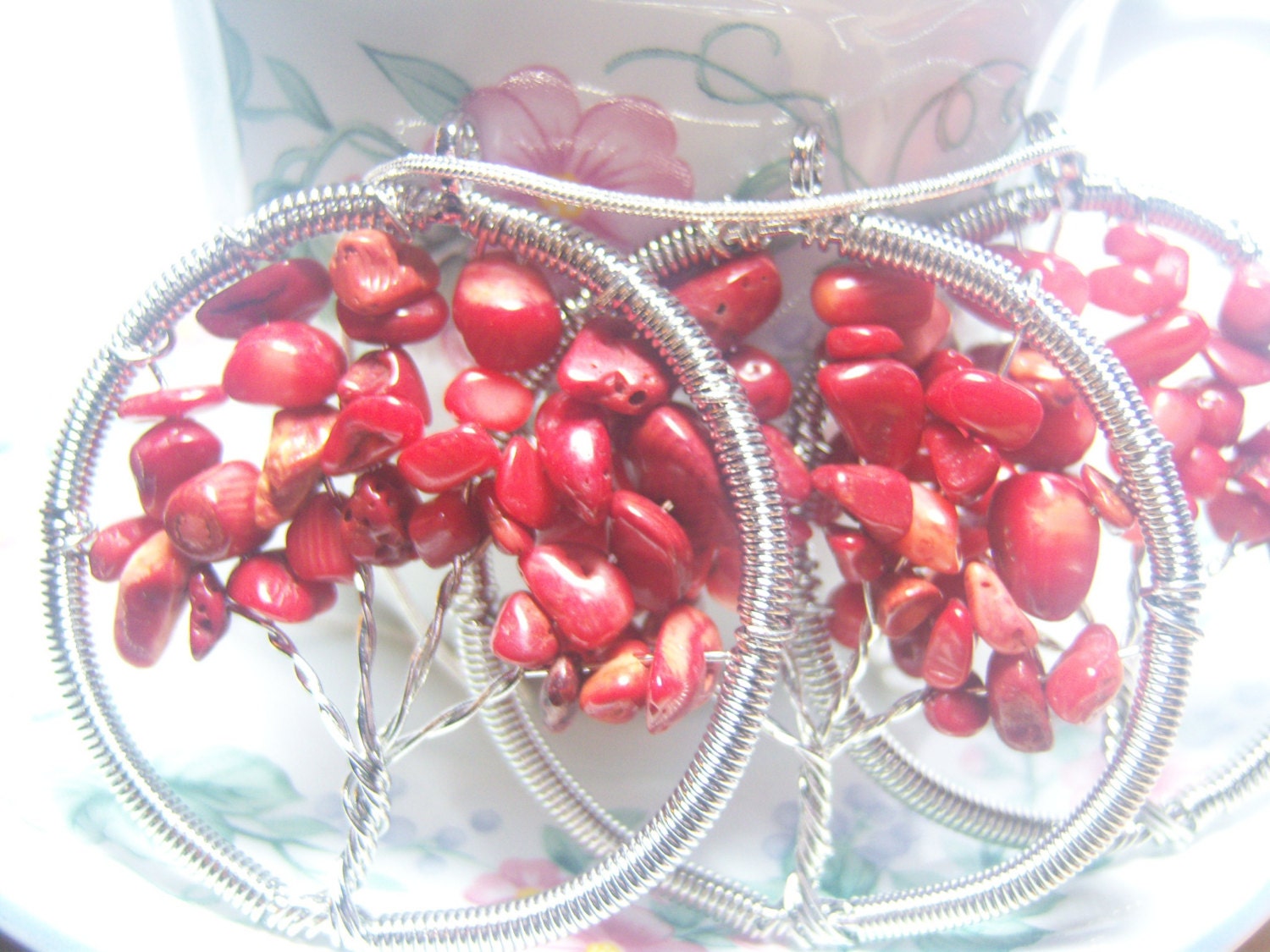 Red Coral Tree of Life Pendant Necklace, Knowledge and Wisdom Tree ...