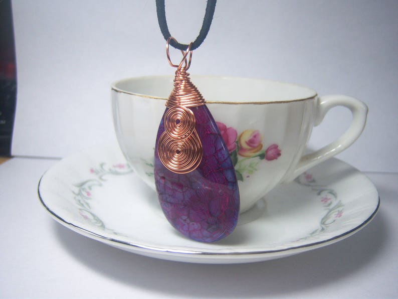 Dragon Vein Copper Wire Wrapped Tear Drop Shaped Stone | Etsy