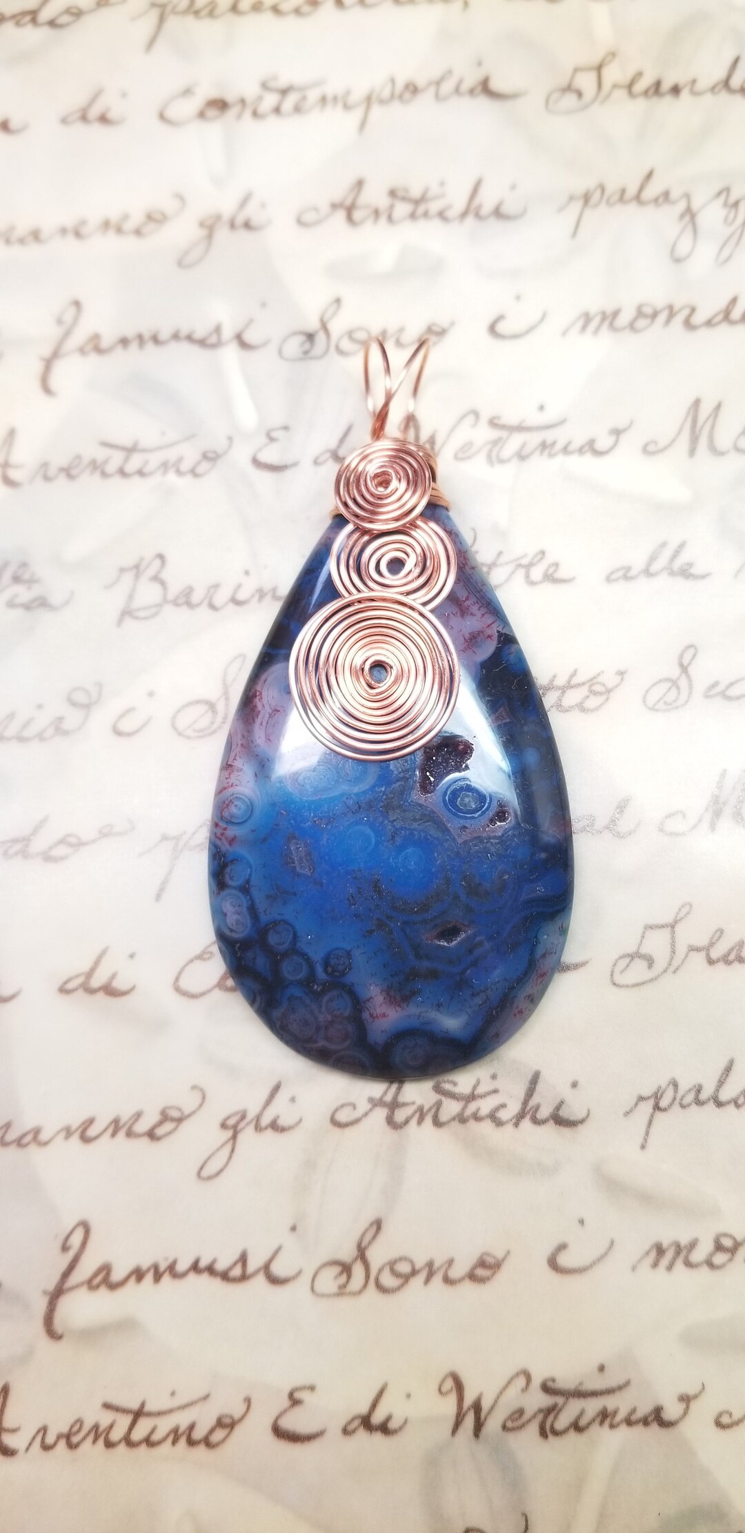 Tear Drop Shaped Copper Wire Wrapped Striped Agate Stone - Etsy