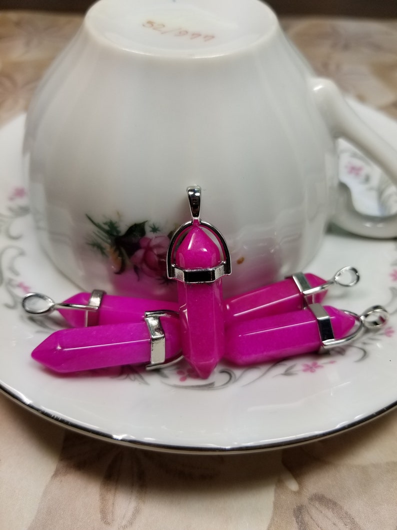 Rose Jade Gemstone Point Pendant Necklace Crystal Point BOHO | Etsy