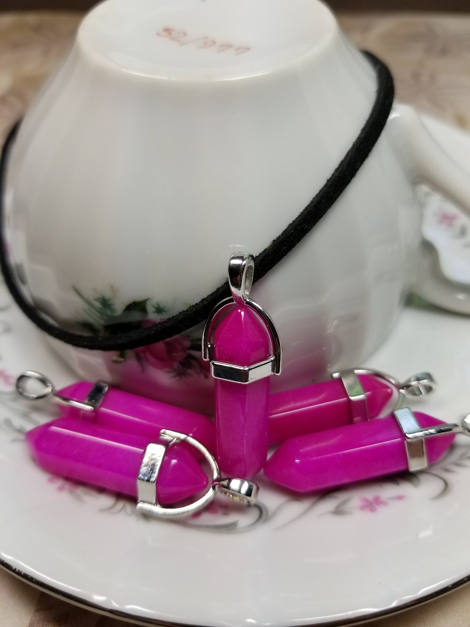 Rose Jade Gemstone Point Pendant Necklace Crystal Point BOHO | Etsy