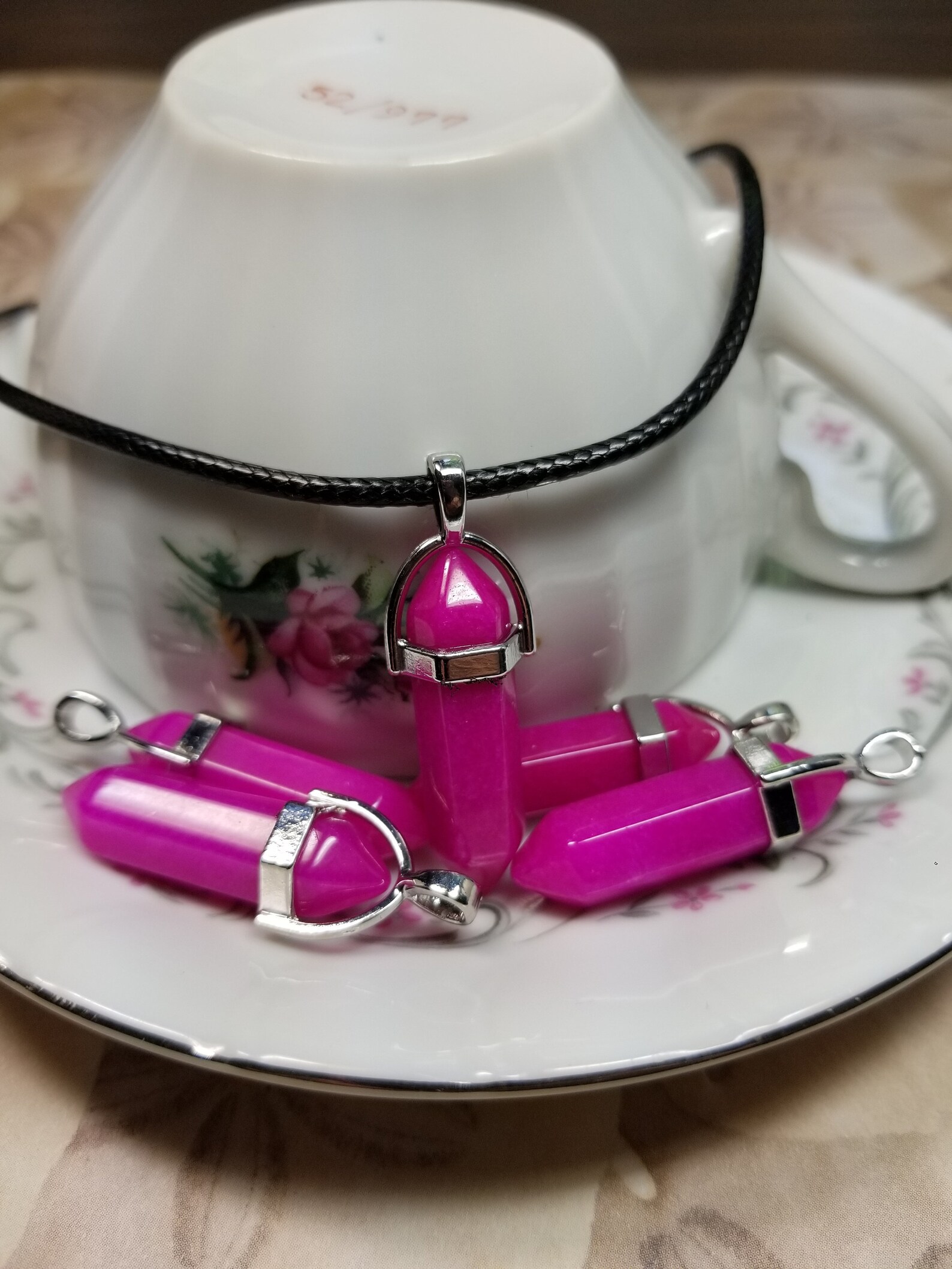 Rose Jade Gemstone Point Pendant Necklace Crystal Point BOHO | Etsy