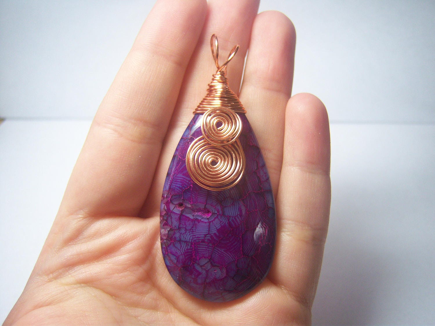 Dragon Vein Copper Wire Wrapped Tear Drop Shaped Stone - Etsy