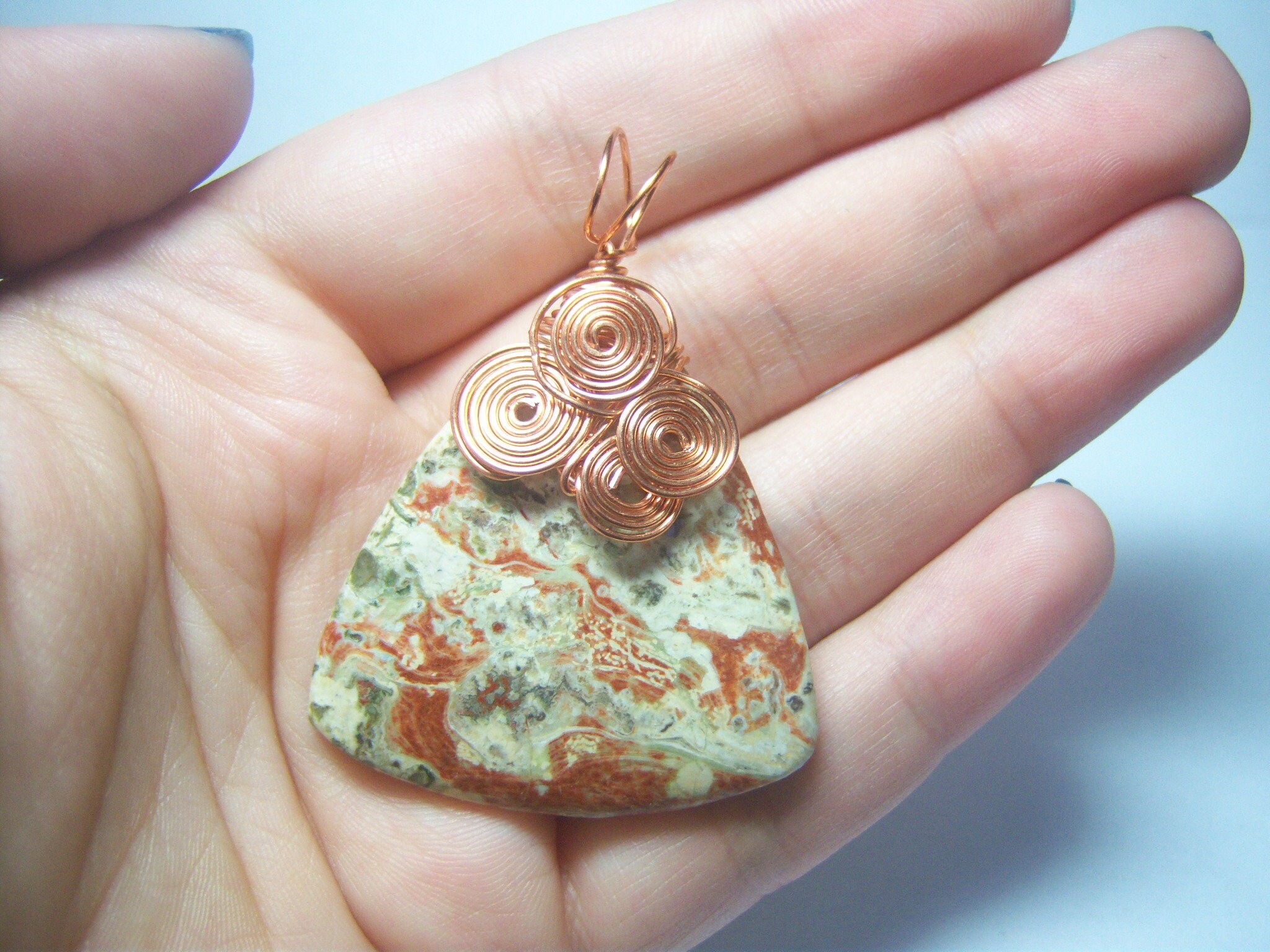 Blossom Agate Copper Wire Wrapped Stone Pendant Necklace, Chic BOHO ...