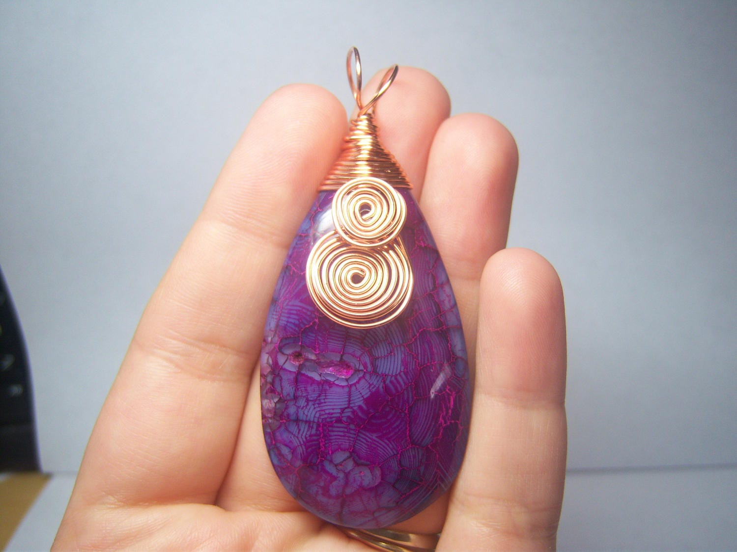 Dragon Vein Copper Wire Wrapped Tear Drop Shaped Stone - Etsy