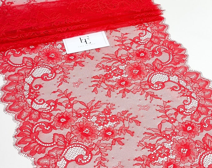 Red Lace Trimming, Chantilly Lace, French Lace, Wedding Lace, Scalloped ...