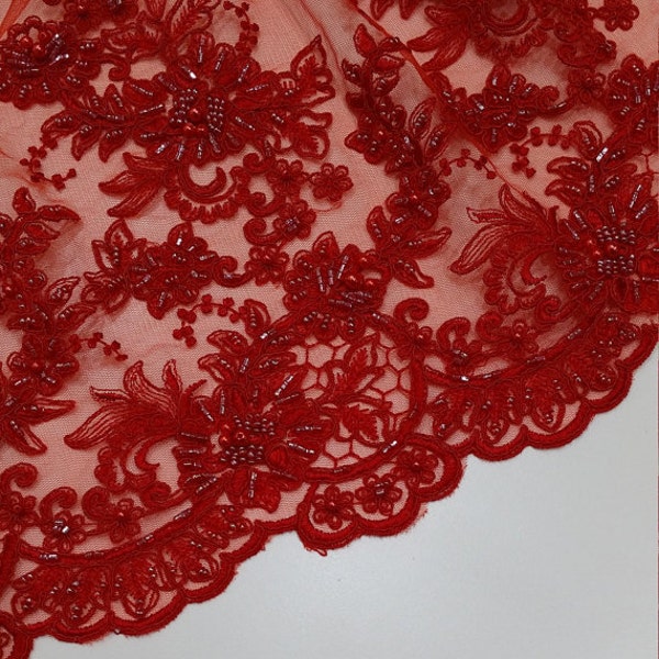 Red Lace Fabric - Etsy