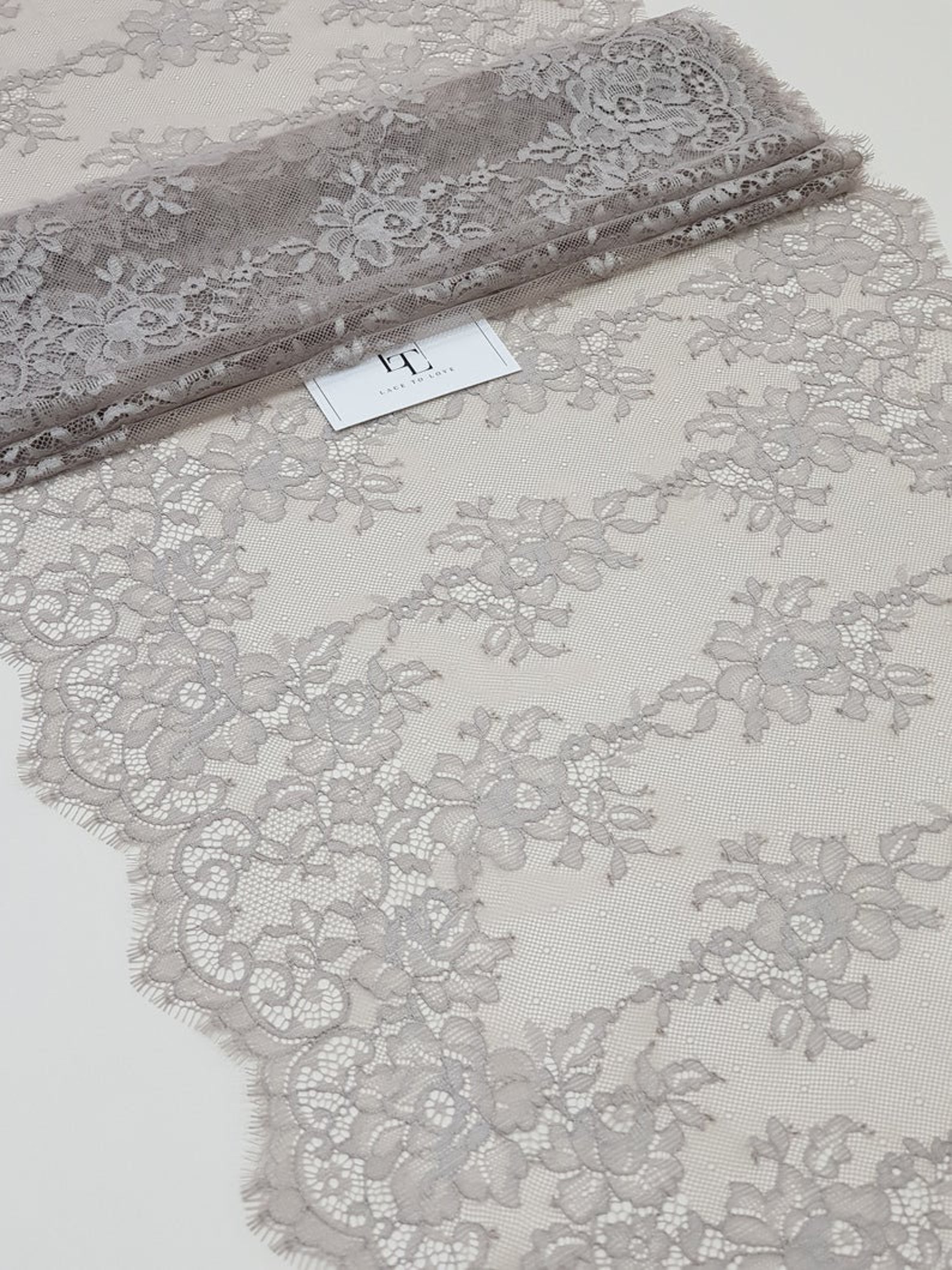 Light Gray Lace Trim French Lace Chantilly Lace Bridal | Etsy