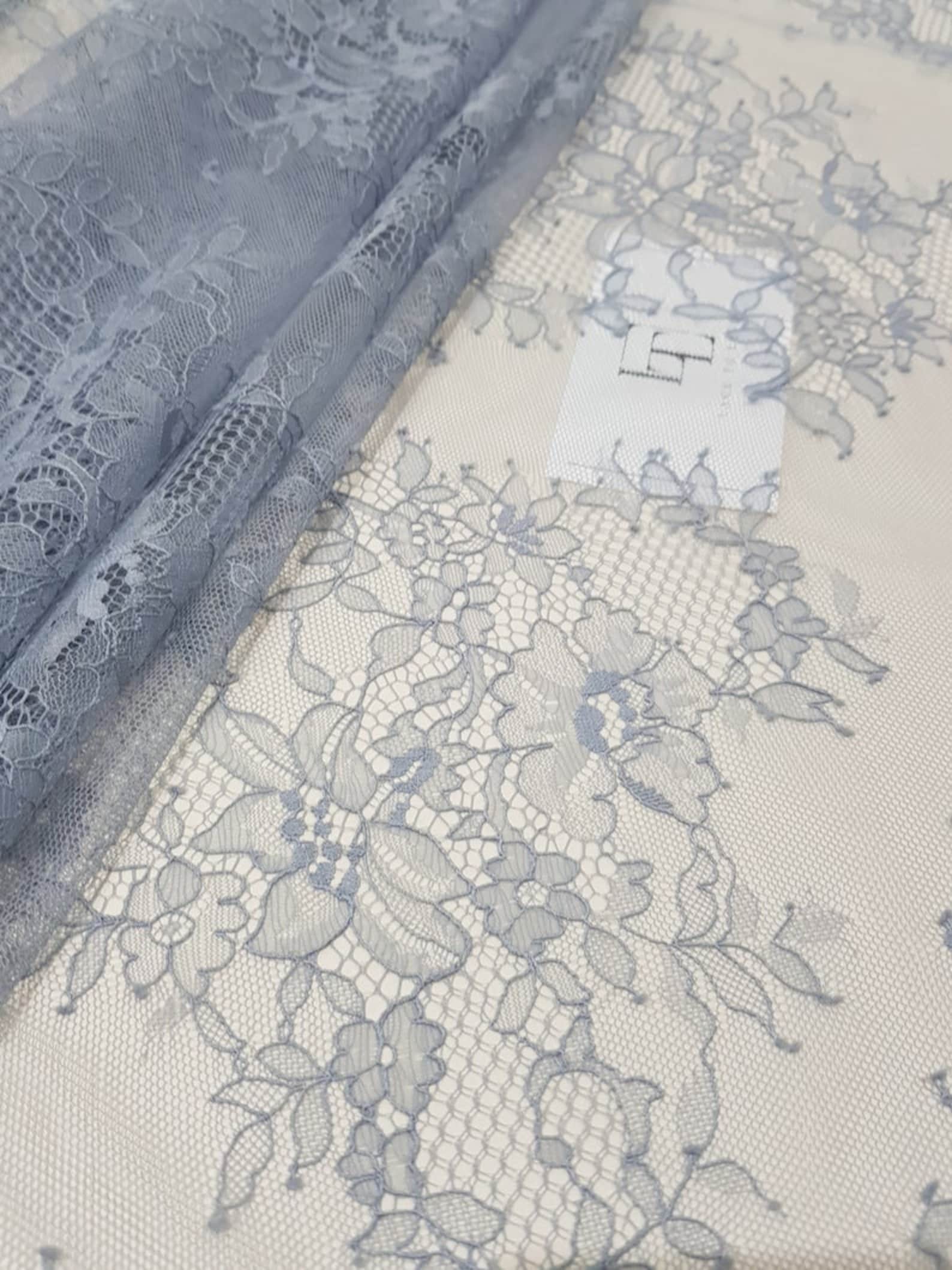 Blue/gray Lace Fabric French Lace Chantilly Lace Wedding - Etsy