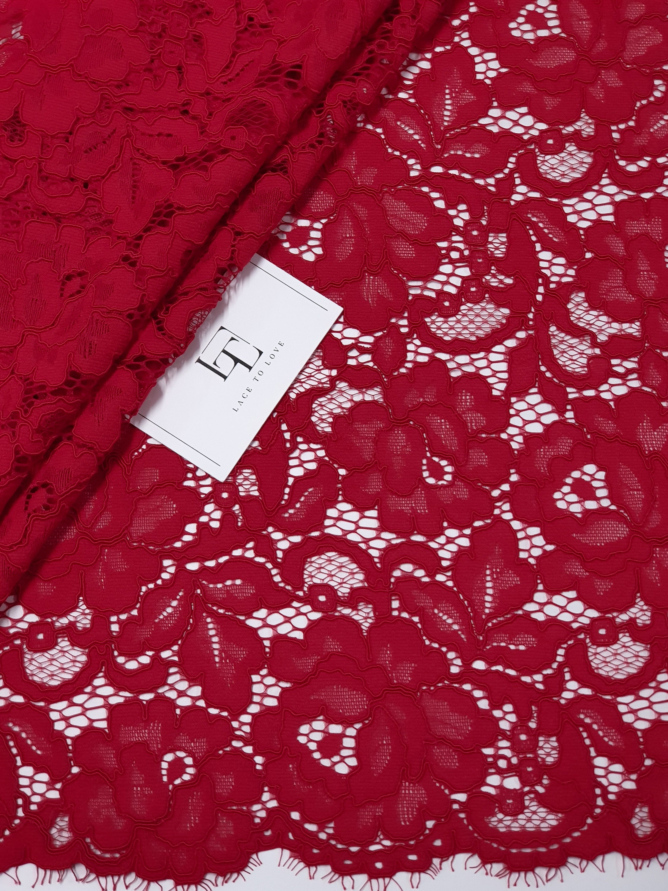Red Lace Fabric by the Yard French Lace Embroidered Wedding | Etsy