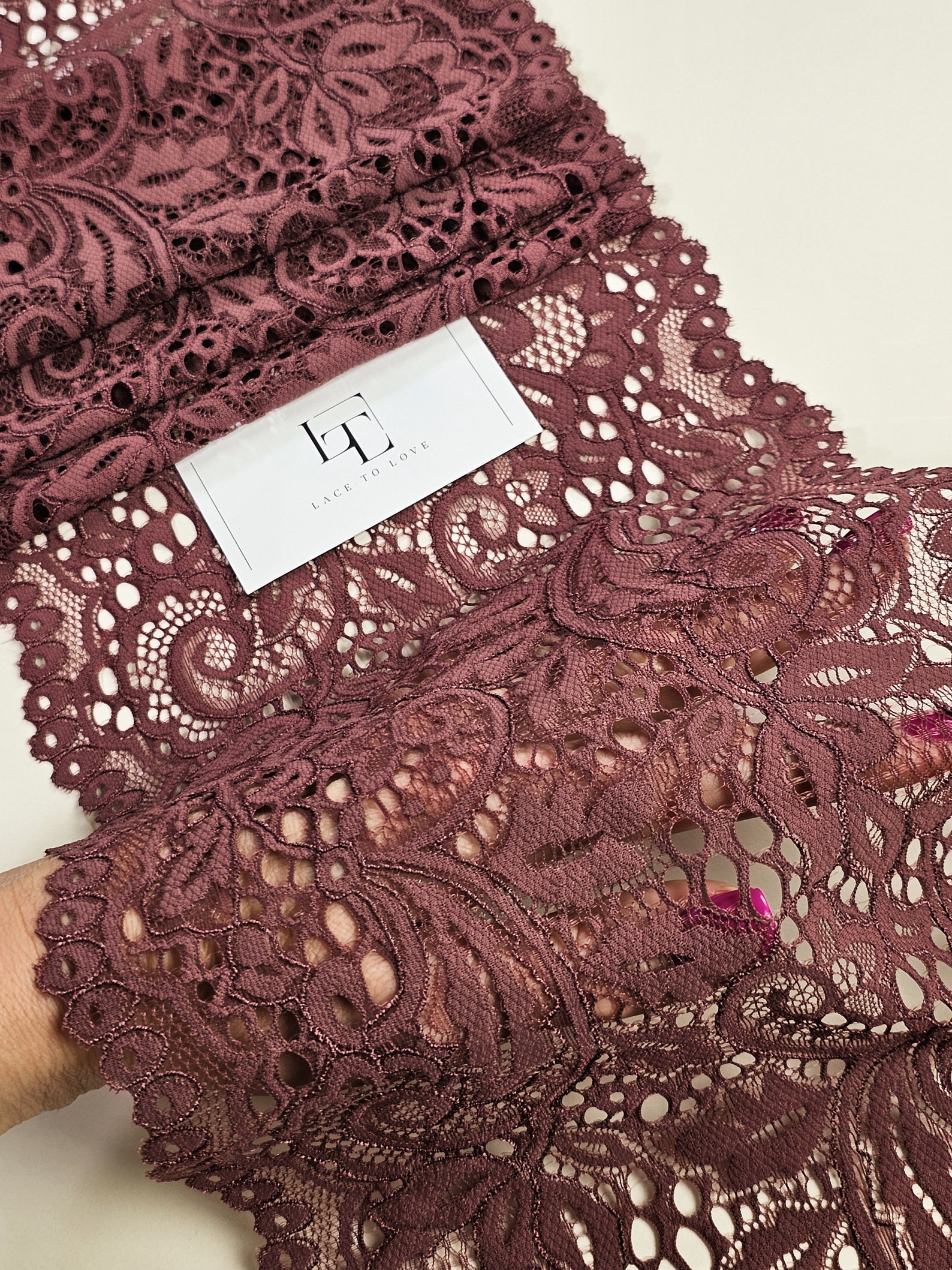 Maroon Stretch Lace Trim, Elastic Haberdashery Lace Ribbon, Narrow Lace ...