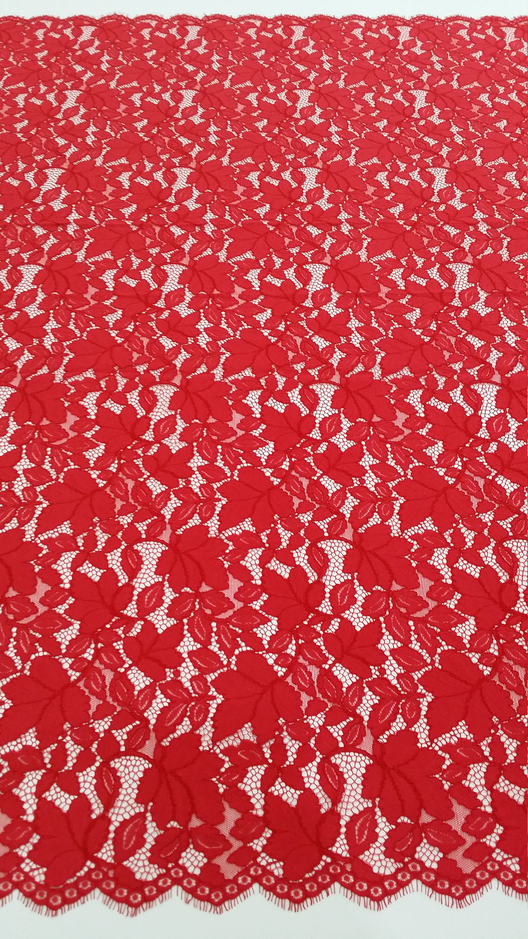 Red lace fabric by the yard France Alencon Lace Bridal lace | Etsy