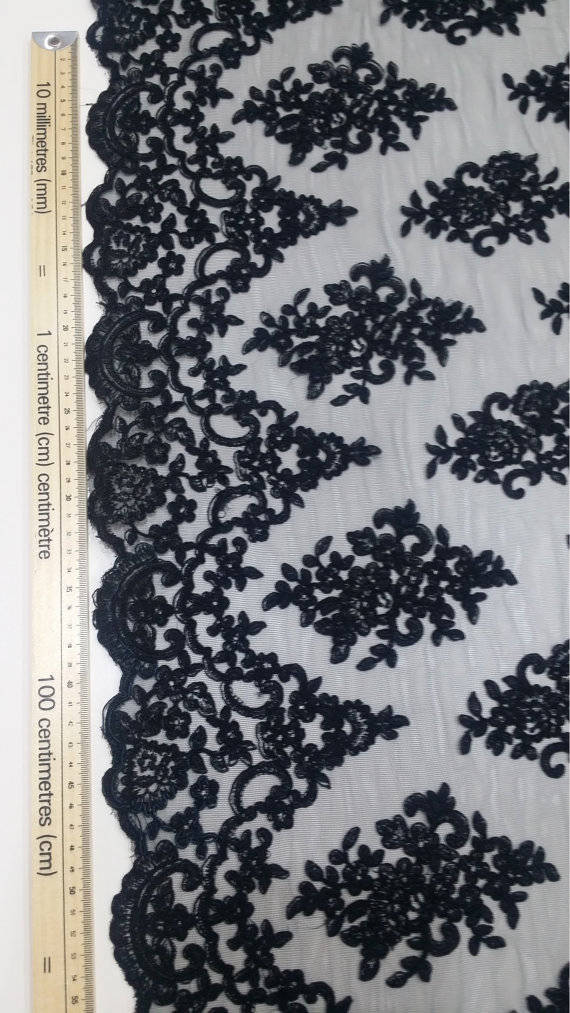 Black Lace Fabric by the Yard France Alencon Lace Bridal | Etsy