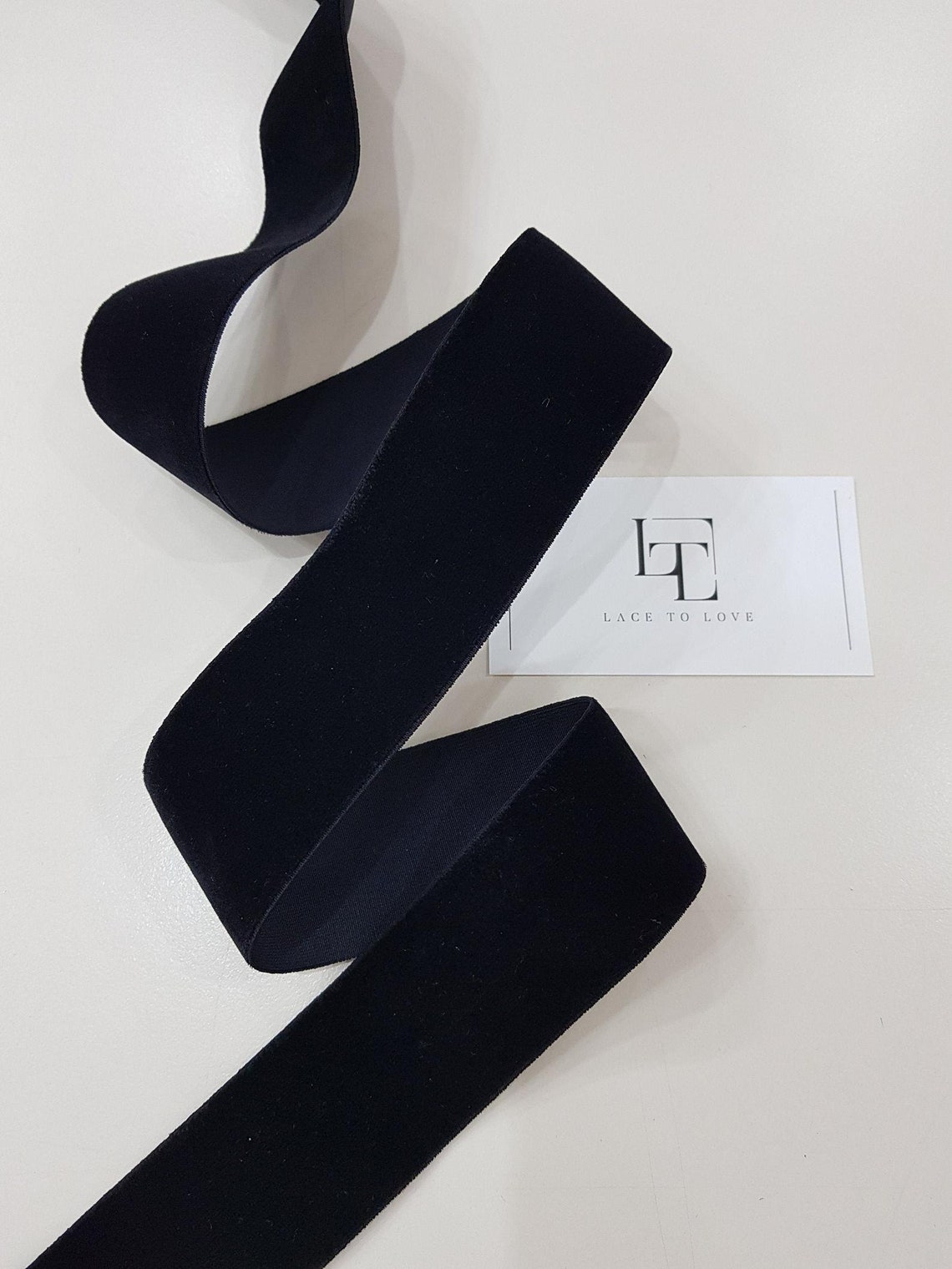 Black Elastic Velvet Ribbon by the Yard Wide Velvet Ribbon - Etsy