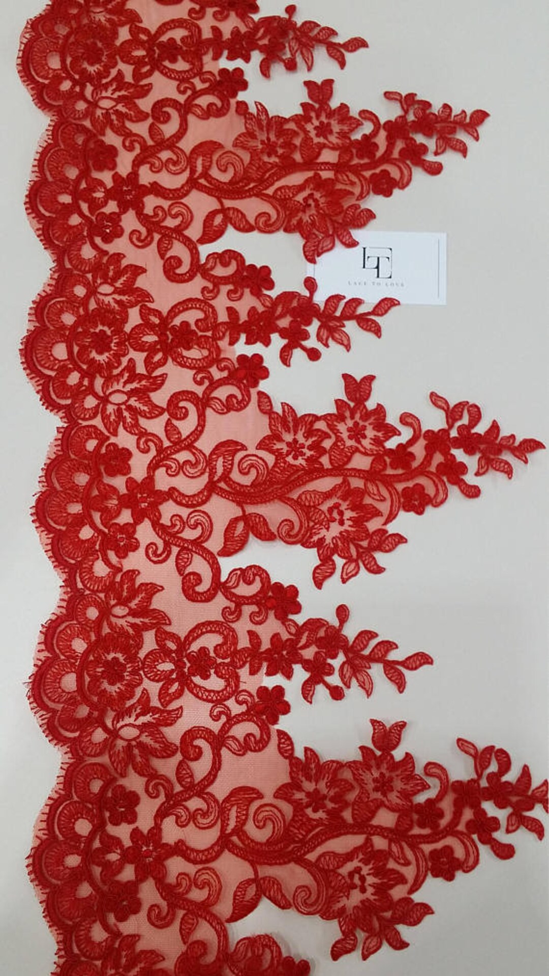 Red Lace Trim, French Lace, Alencon Lace, Bridal Gown Lace, Wedding ...