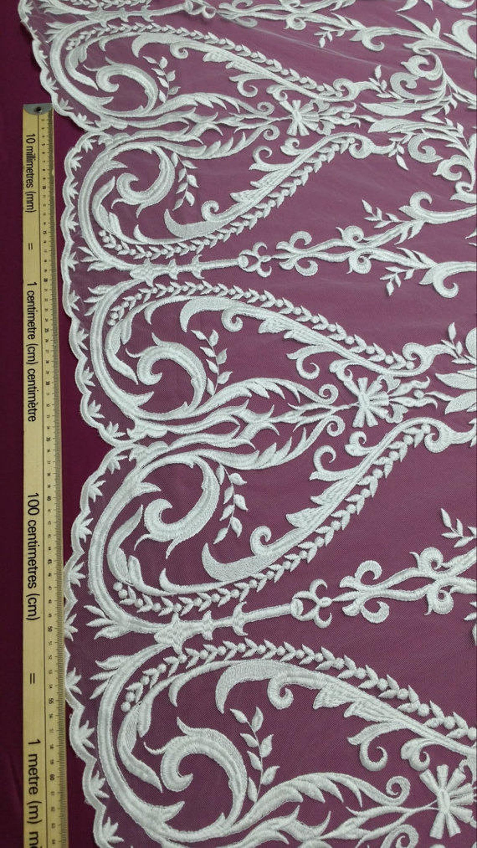 Snow White Lace Fabric Pure White Wedding Lace Fabric Sold by - Etsy