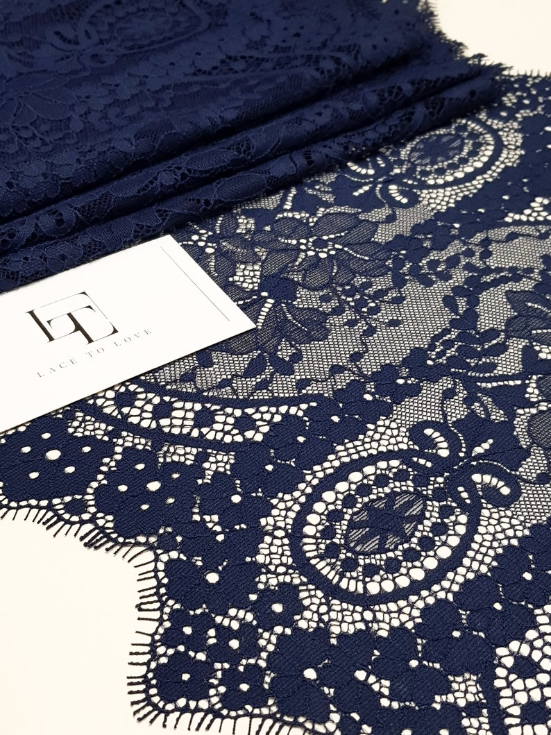 Navy Blue Lace Trim, French Lace, Chantilly Lace, Bridal Lace ...