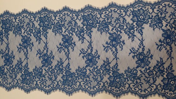 Blue lace Trim turquoise blue French Chantilly Lace Bridal | Etsy