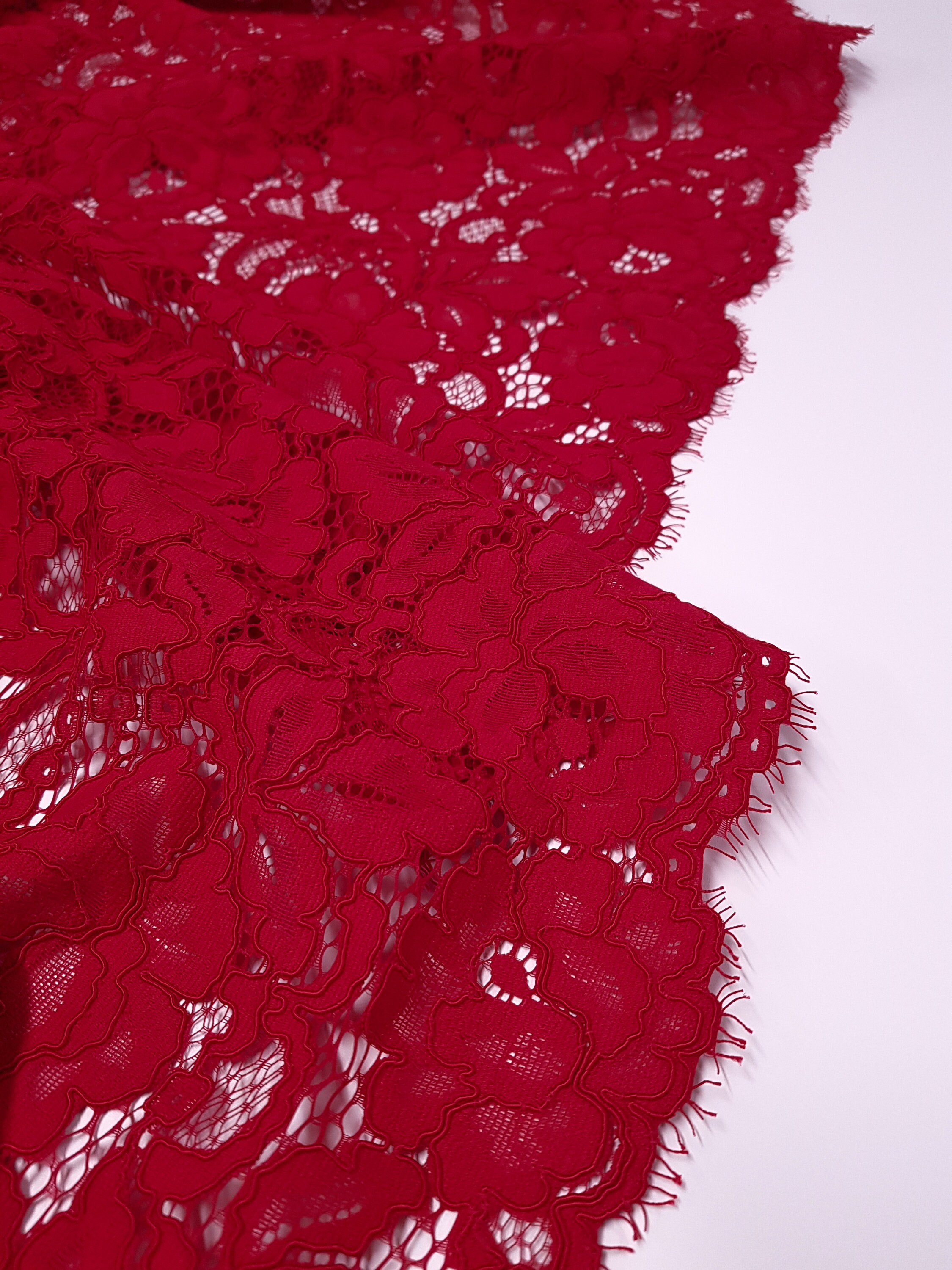 Red Lace Fabric by the Yard French Lace Embroidered Wedding | Etsy