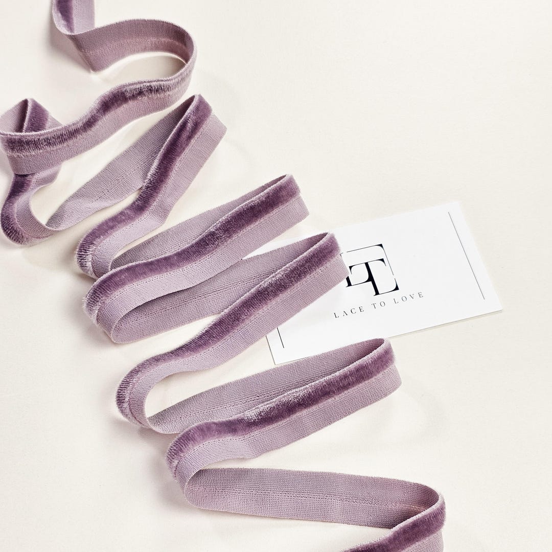 Purple Elastic Velvet Ribbon by the Yard, Narrow Velvet Ribbon, Velvet ...