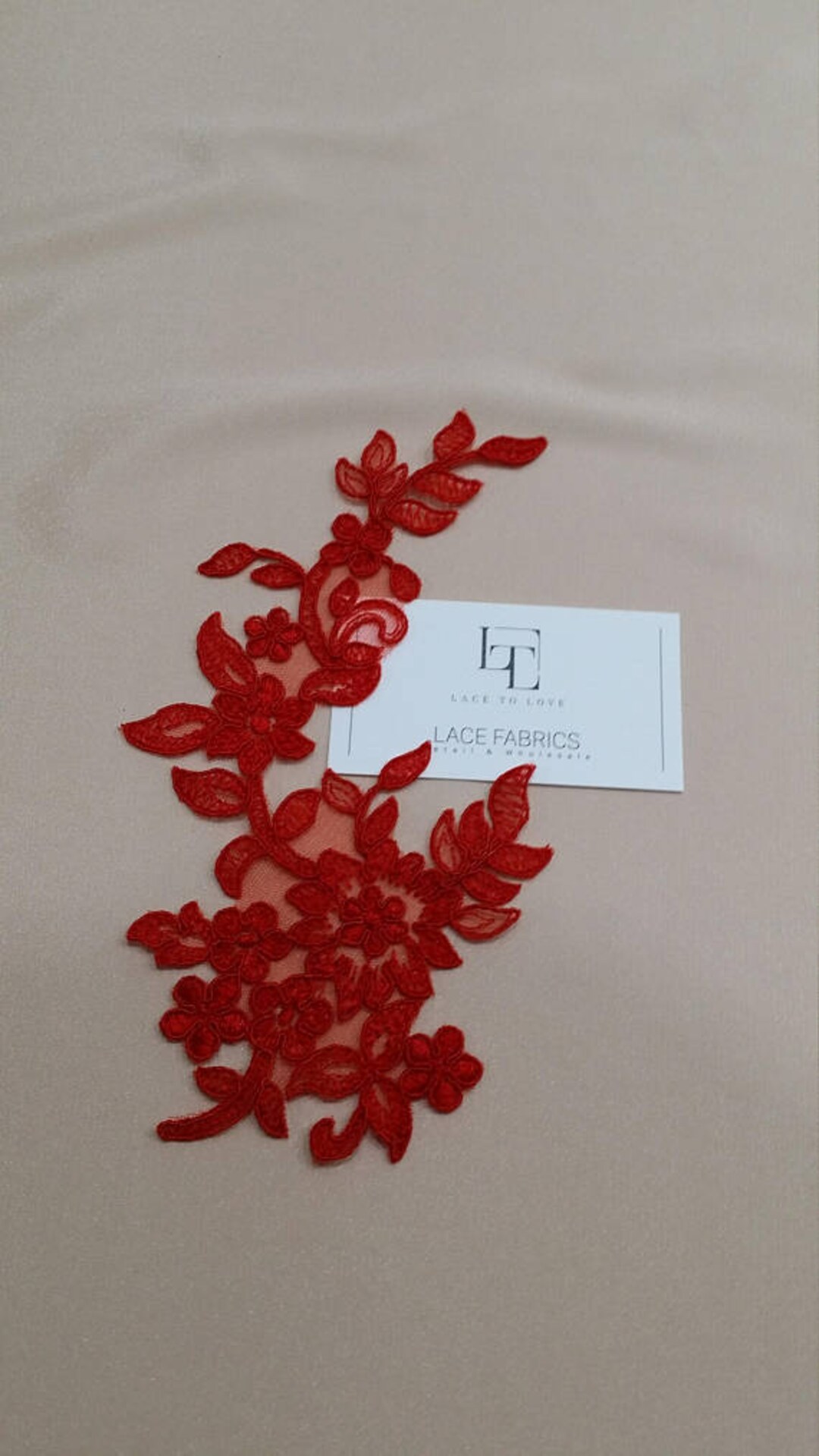 Red Applique, French Chantilly Lace Applique, 3D Bridal Lace Applique ...