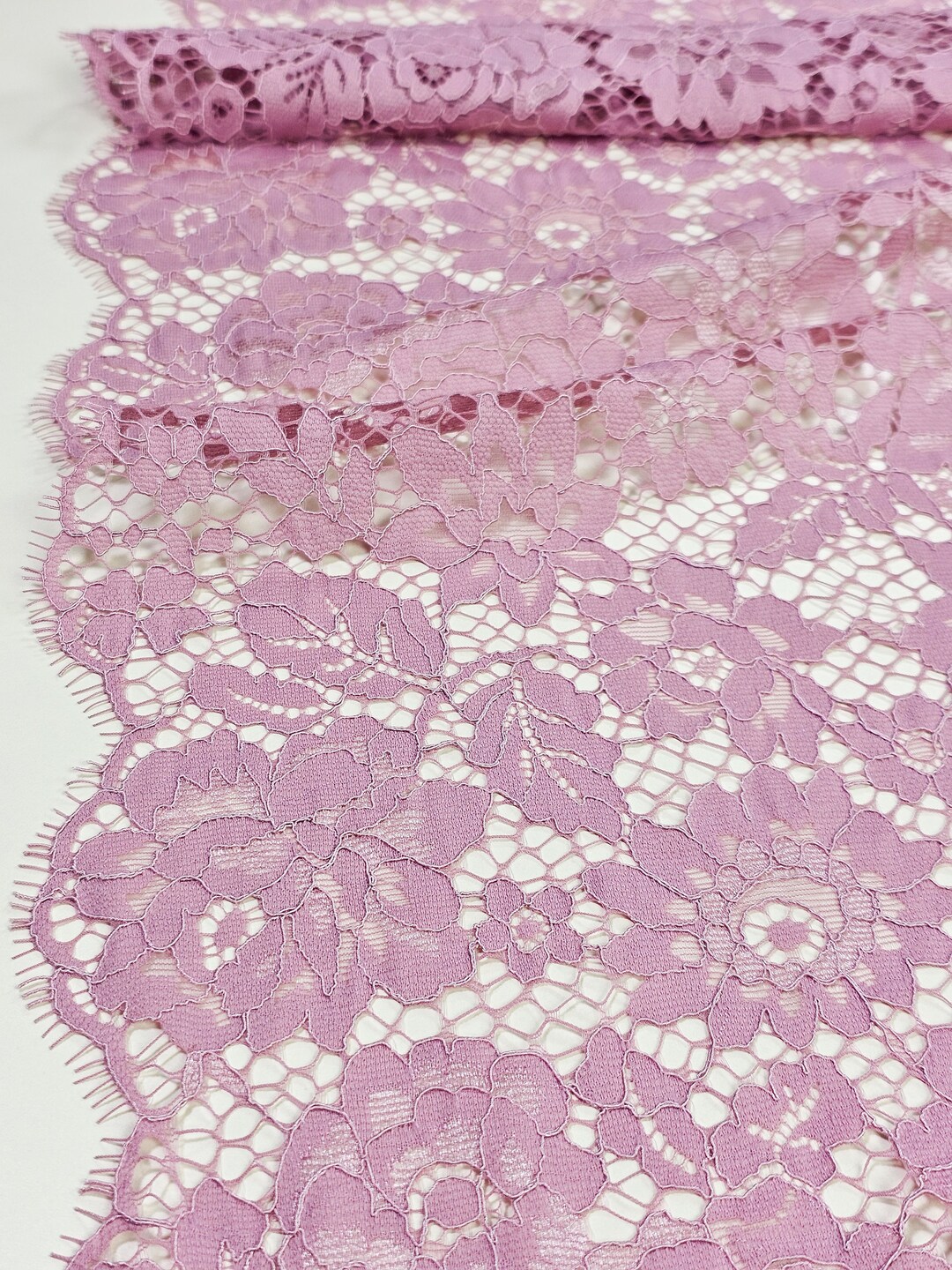 Light Purple Lace Fabric, Spanish Alencon Lace, Embroidered Lace ...