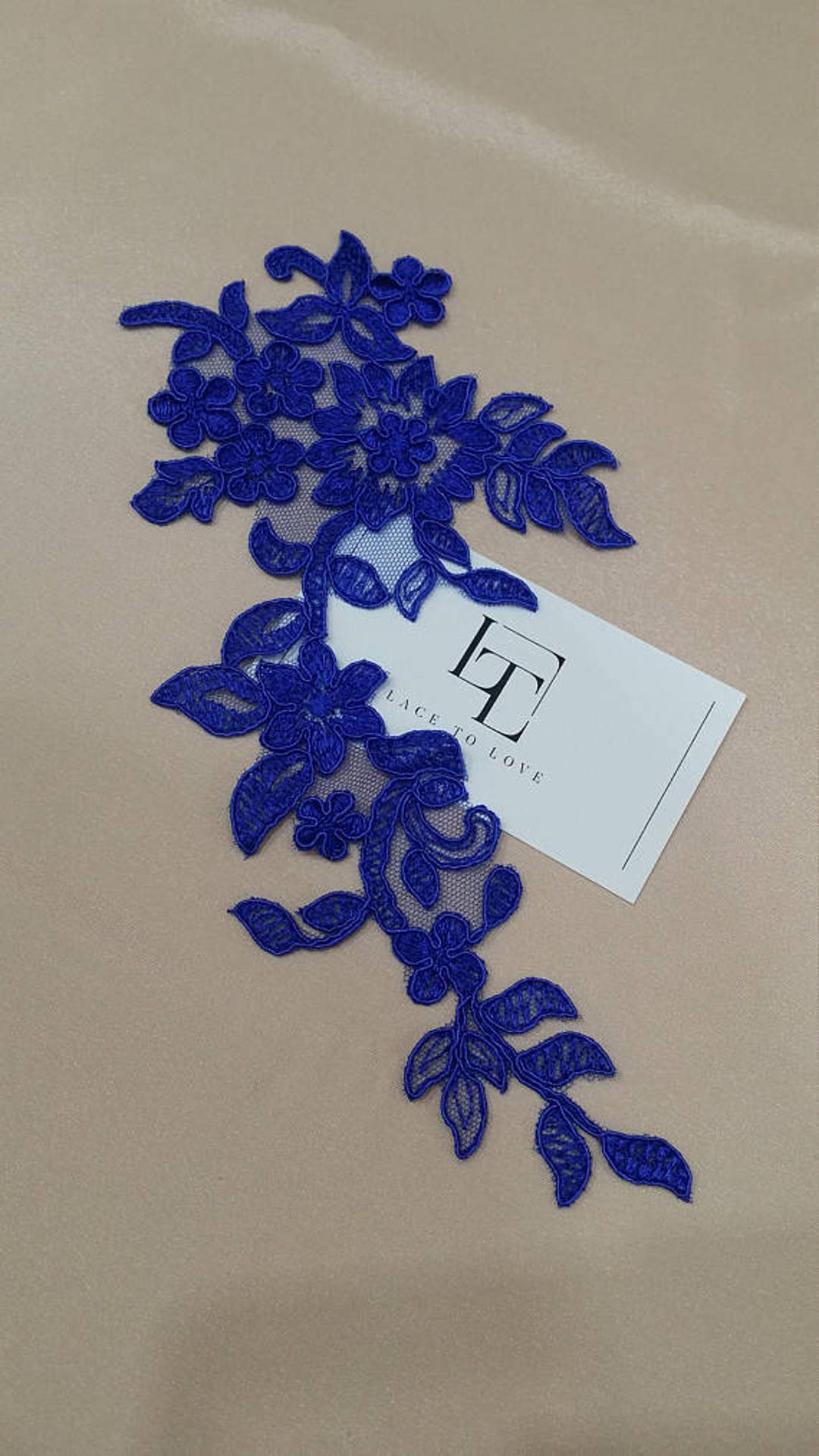 Royal Blue Applique, French Chantilly Lace Applique, 3D Bridal Lace ...