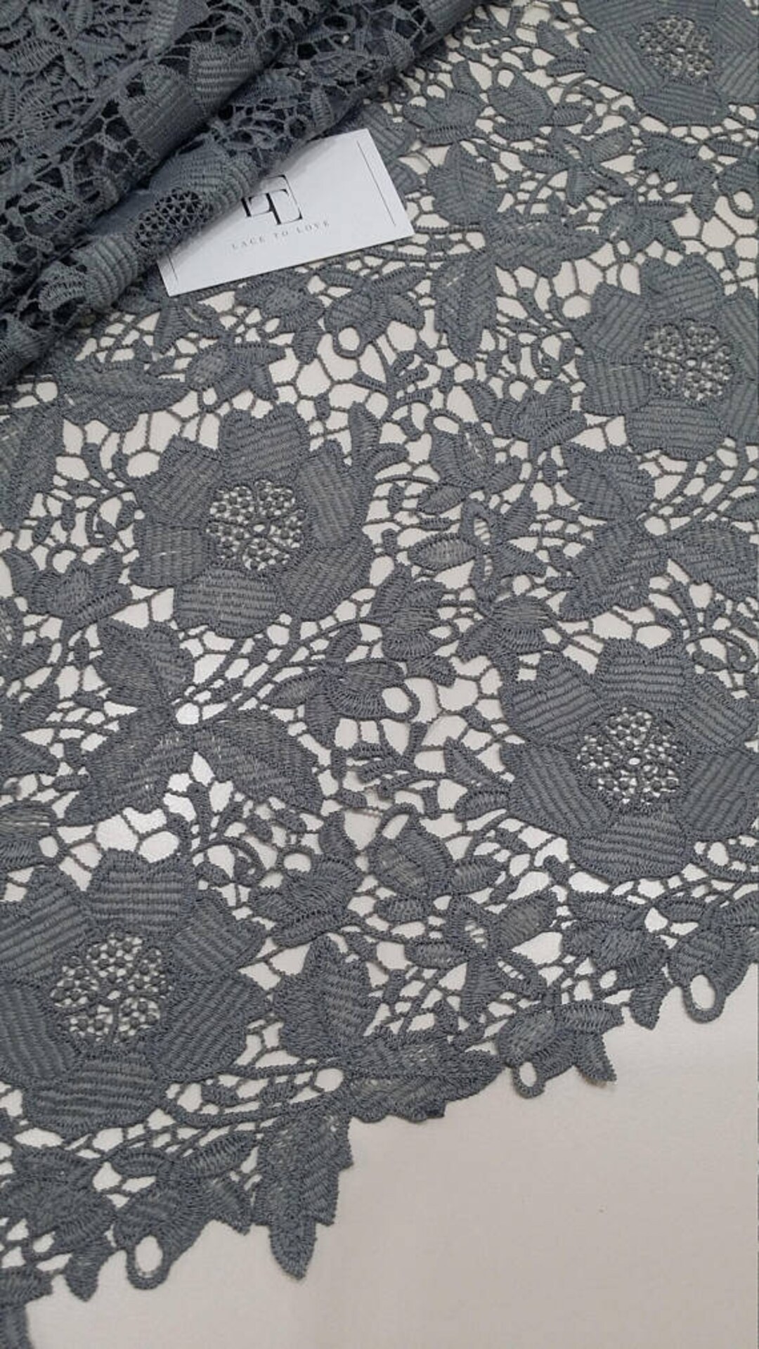 Gray Lace Fabric, French Lace, Chantilly Lace, Bridal Wedding Lace ...
