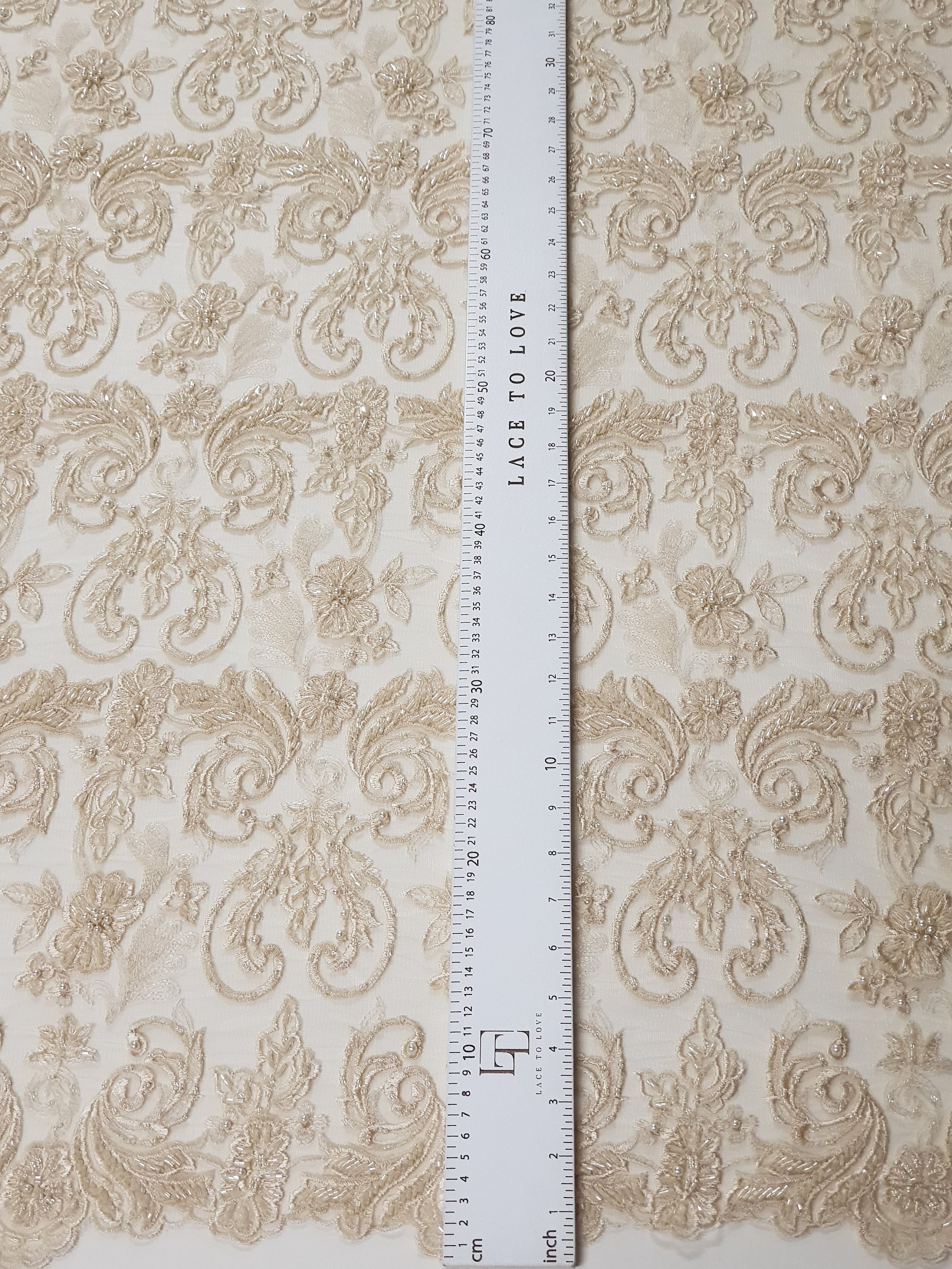 Beige Lace Fabric Beaded French Lace Fabric Alencon Lace - Etsy