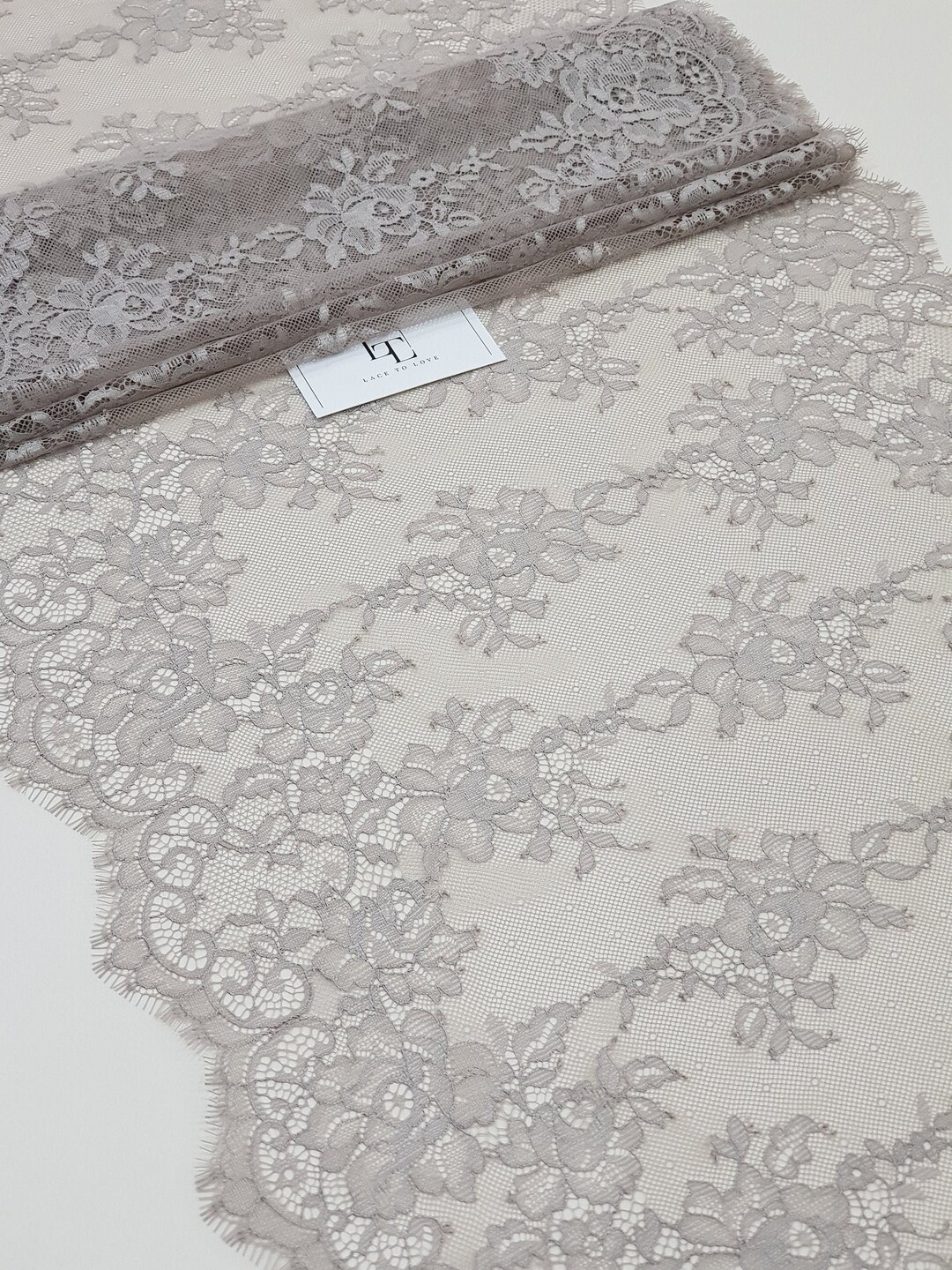 Light Gray Lace Trim, French Lace, Chantilly Lace, Bridal Lace, Wedding ...
